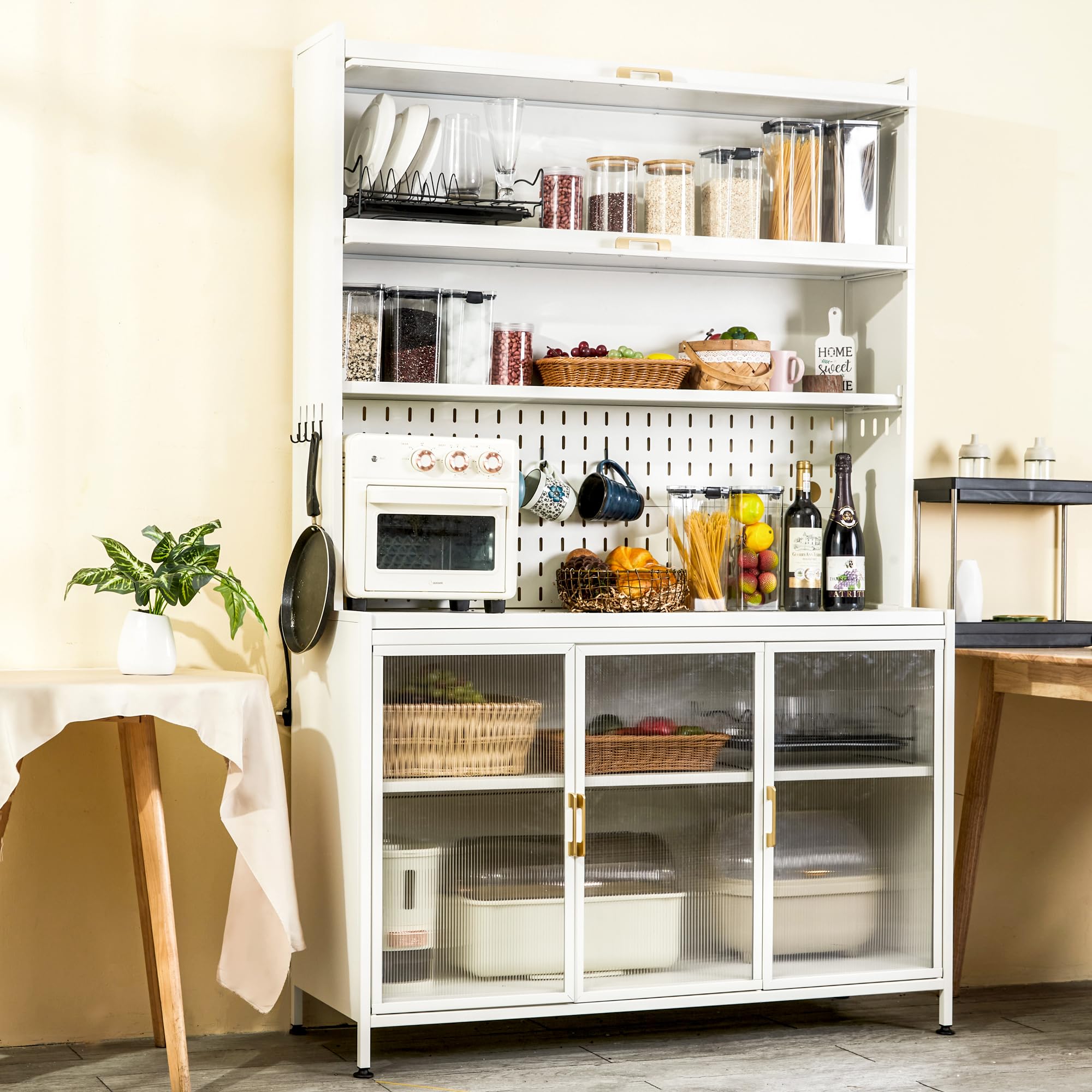 Amazon.com: 74” Metal Kitchen Pantry Cabinet,Tall Storage Cabinets for ...