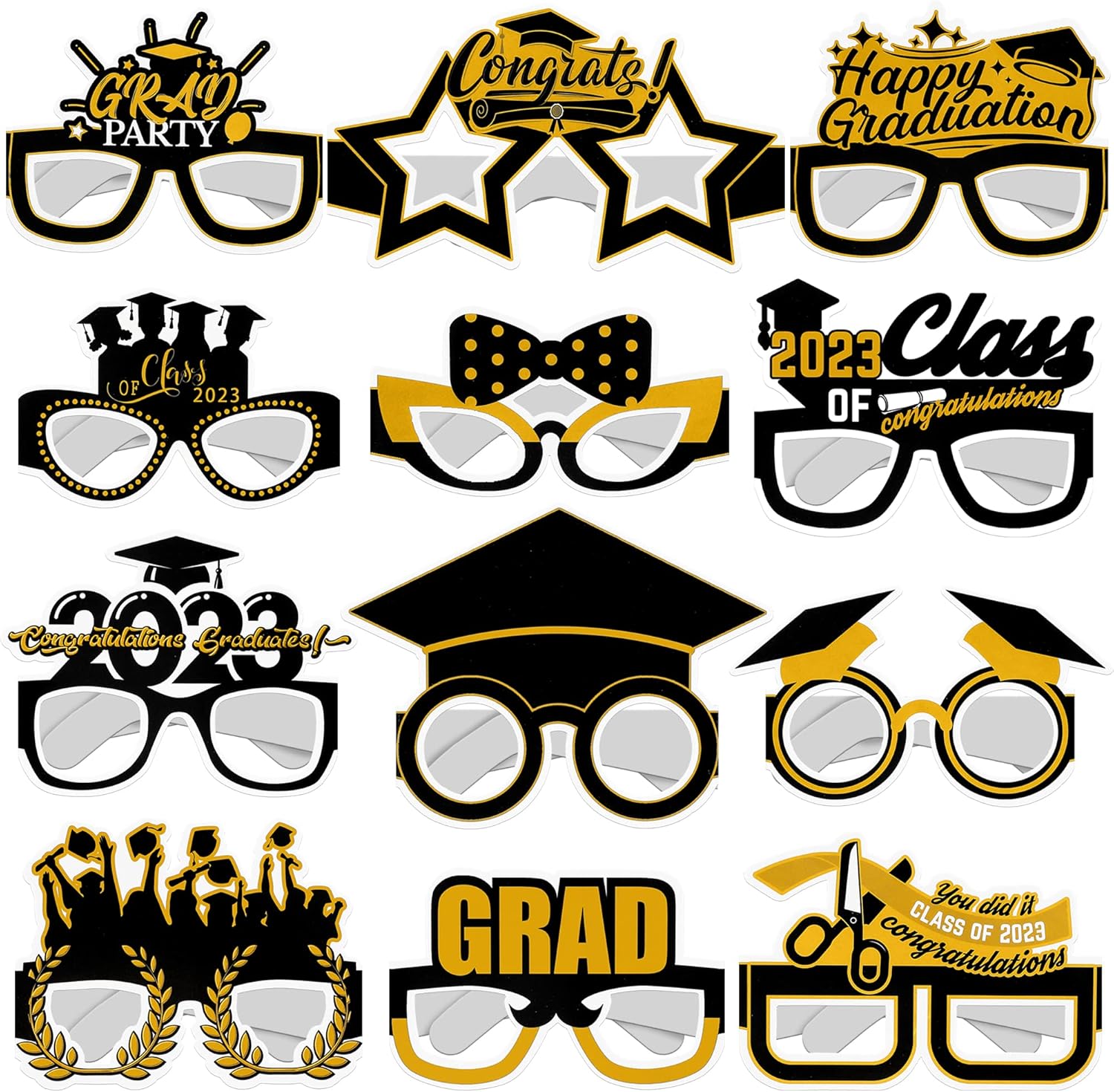 Amazon.com: KatchOn, Black and Gold Graduation Eyeglasses 2023 - Pack ...