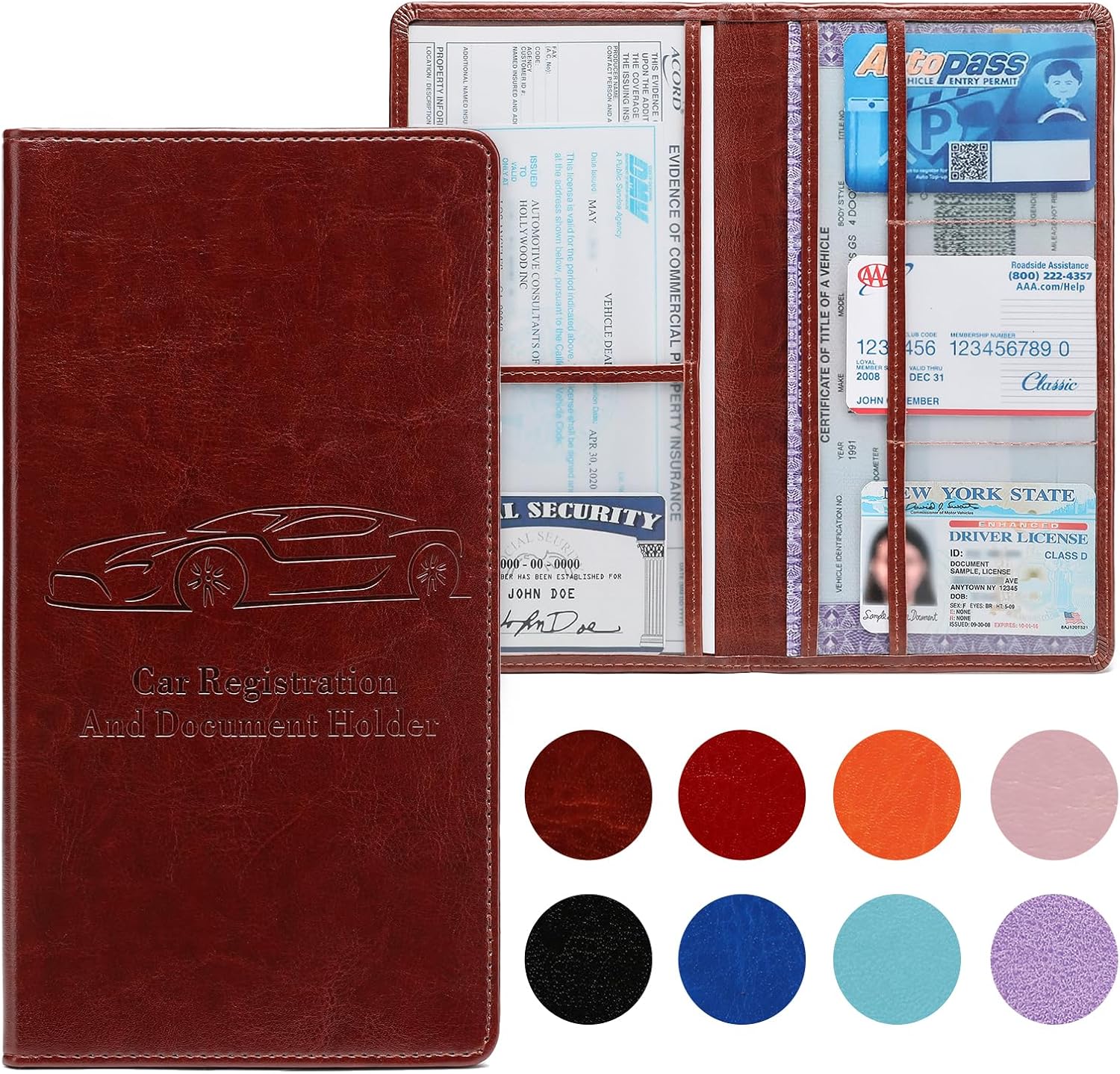 Amazon.com: Peisicne Car Registration and Insurance Card Holder for ...