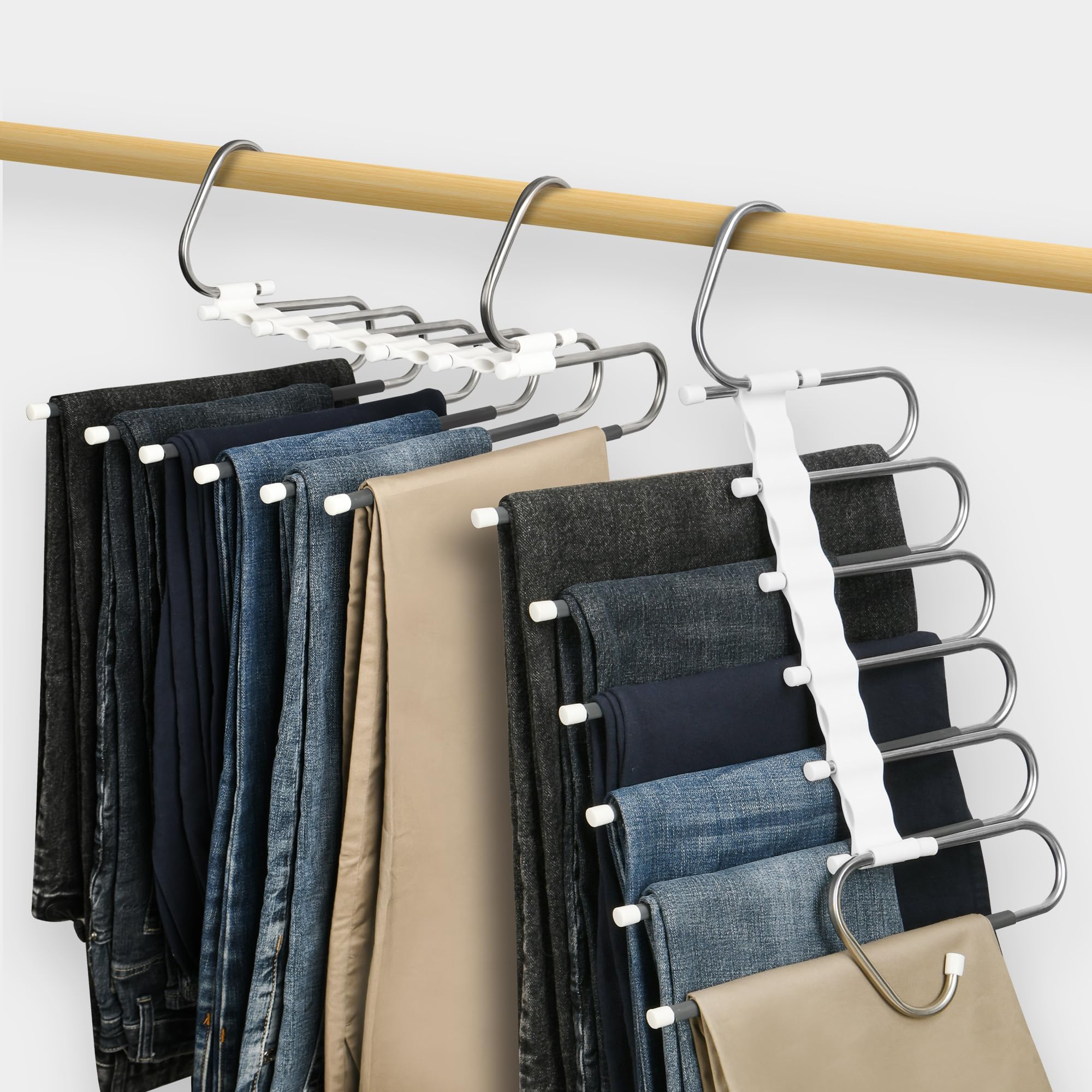 Amazon.com: Space Saving Pants Hanger- 2 Pack Closet Organizer Closet ...