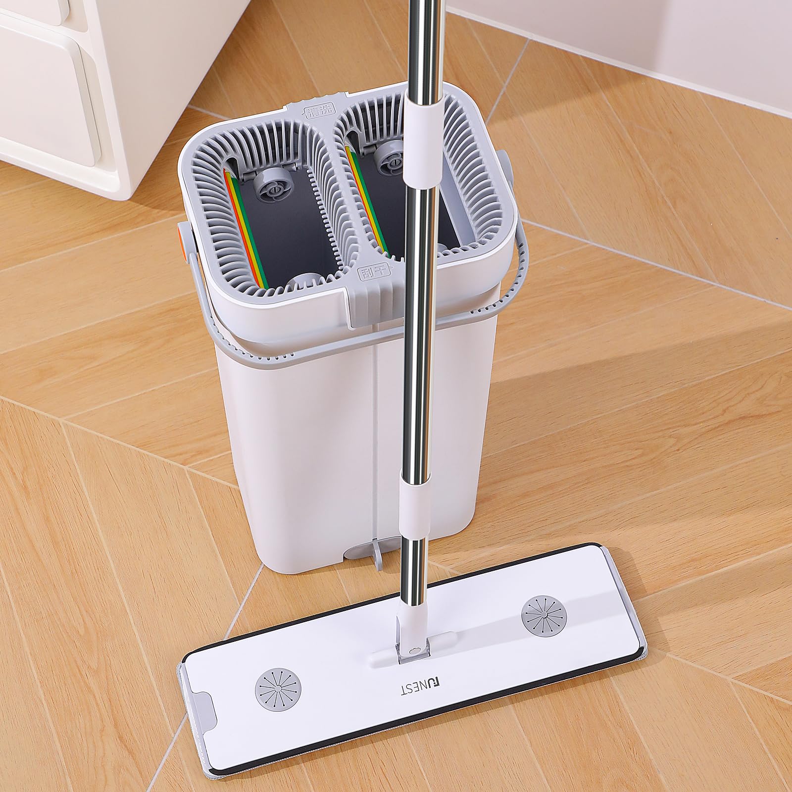 funest Mop and Bucket with Wringer Set for Home, 4 Scrapers 16" Large ...