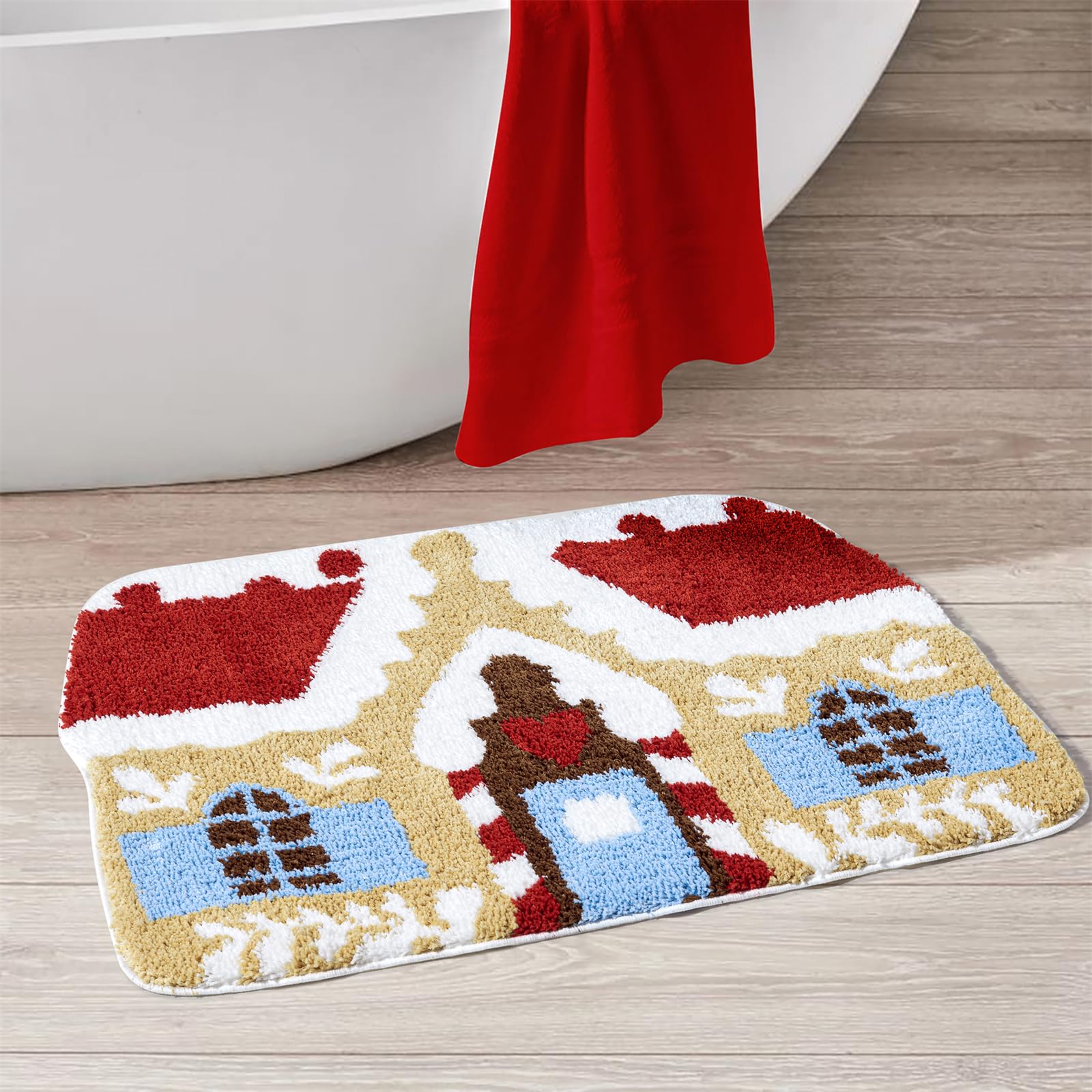 Amazon.com: Estmy Cute Gingerbread House Christmas Rug for Bathroom ...