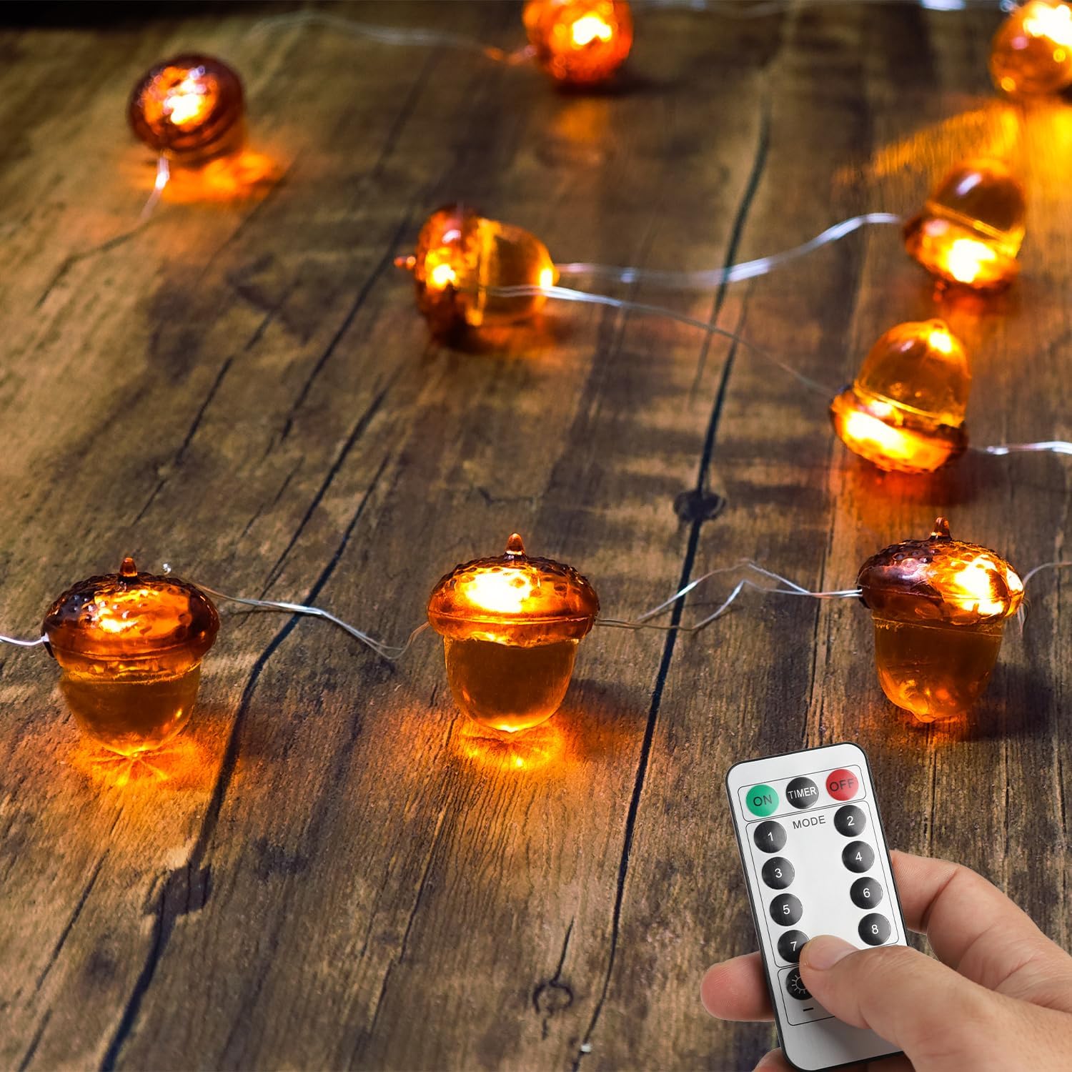 Amazon.com: 40LED 3D Acorn Lights Thanksgiving Decor with Remote and ...