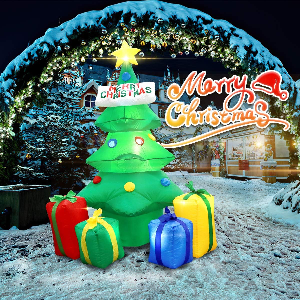 Amazon.com: Meland Inflatable Chritsmas Tree with 4 Gift Wrapped Boxes ...