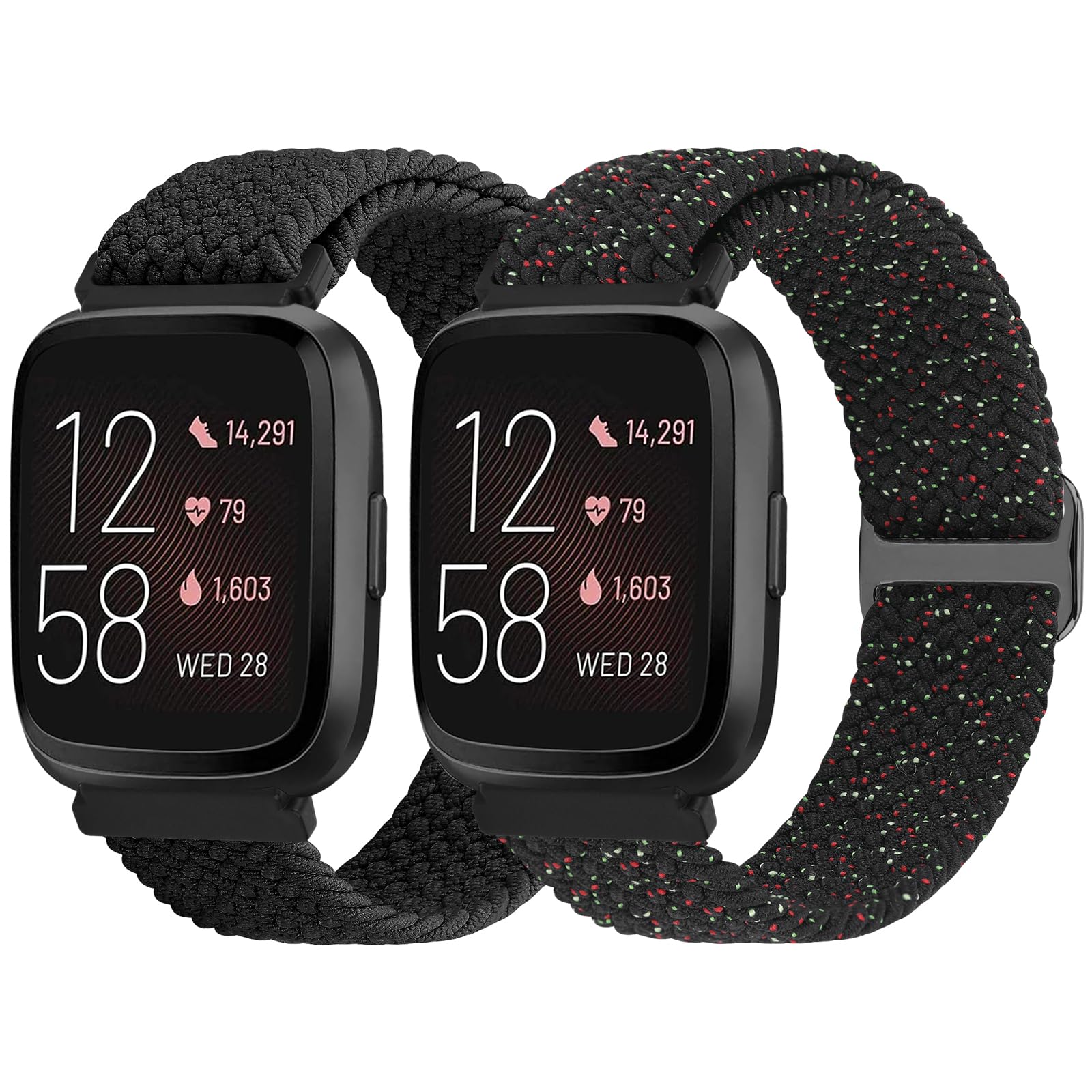 Amazon.com: TumpCez Elastic Braided Band Compatible with Fitbit Versa 2 ...