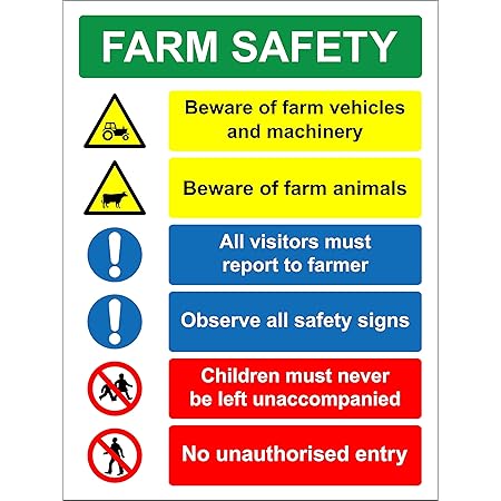Farm safety multi hazard Safety sign - 1.2mm Rigid plastic 300mm x ...