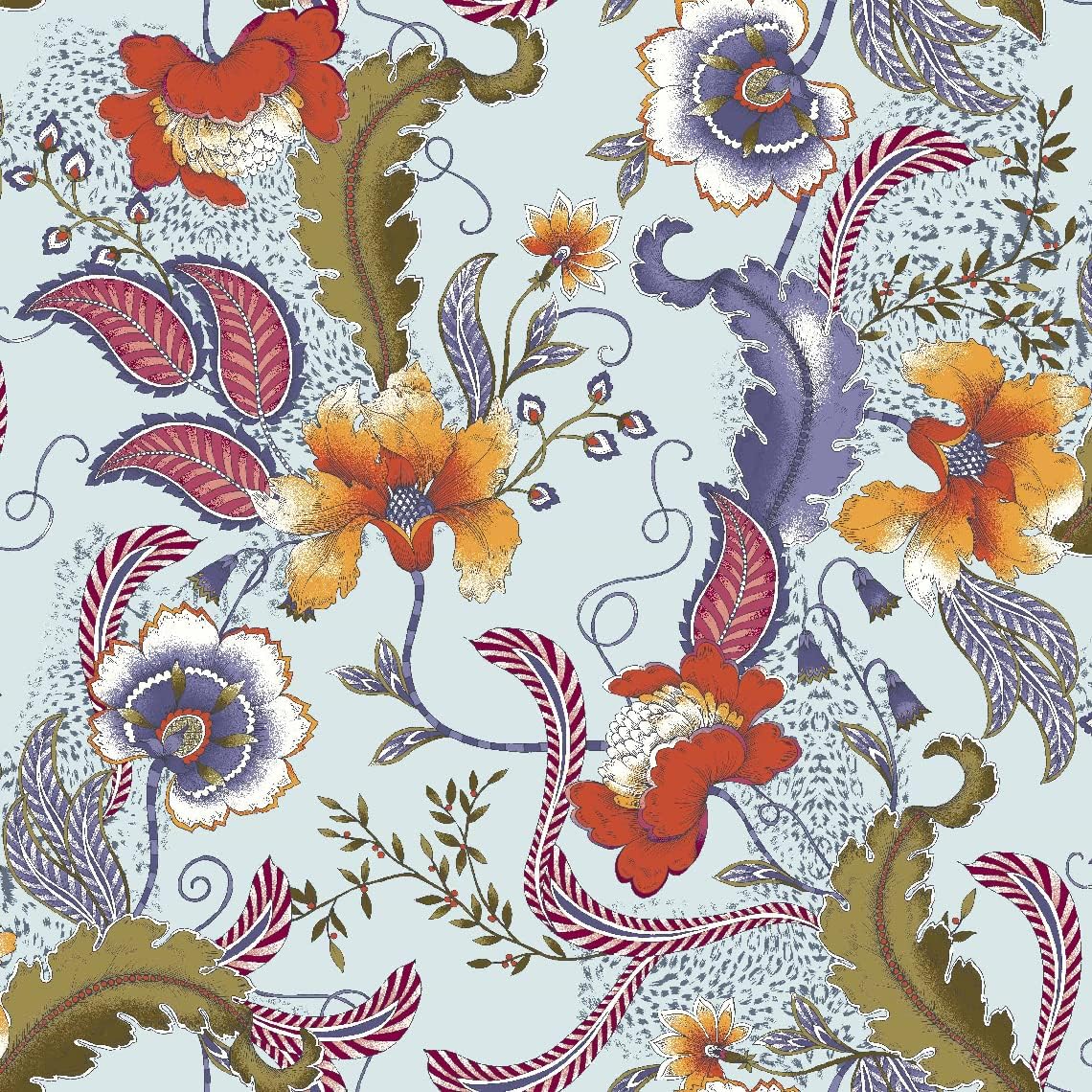 Amazon.com: Texco Inc Floral Jacobean Pattern Poly Spandex Bubble Crepe ...