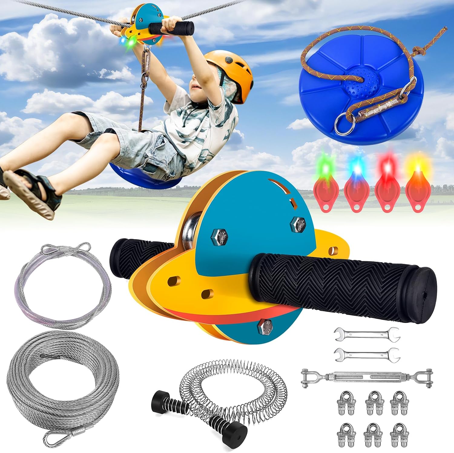 Amazon.com: ZEROMX 75FT Zip Line Kit for Kids and Adults Backyard ...