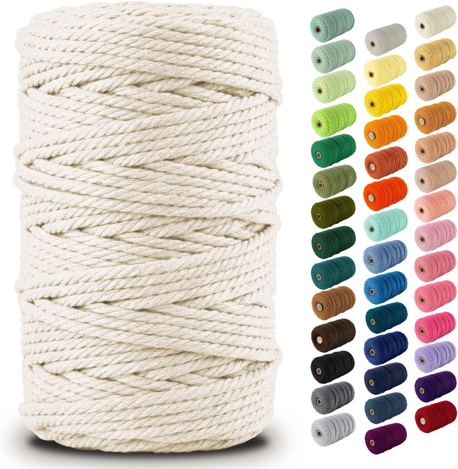 Amazon.com: Bobbiny Premium 5mm Braided Macrame Cord (Sand) 108yds ...