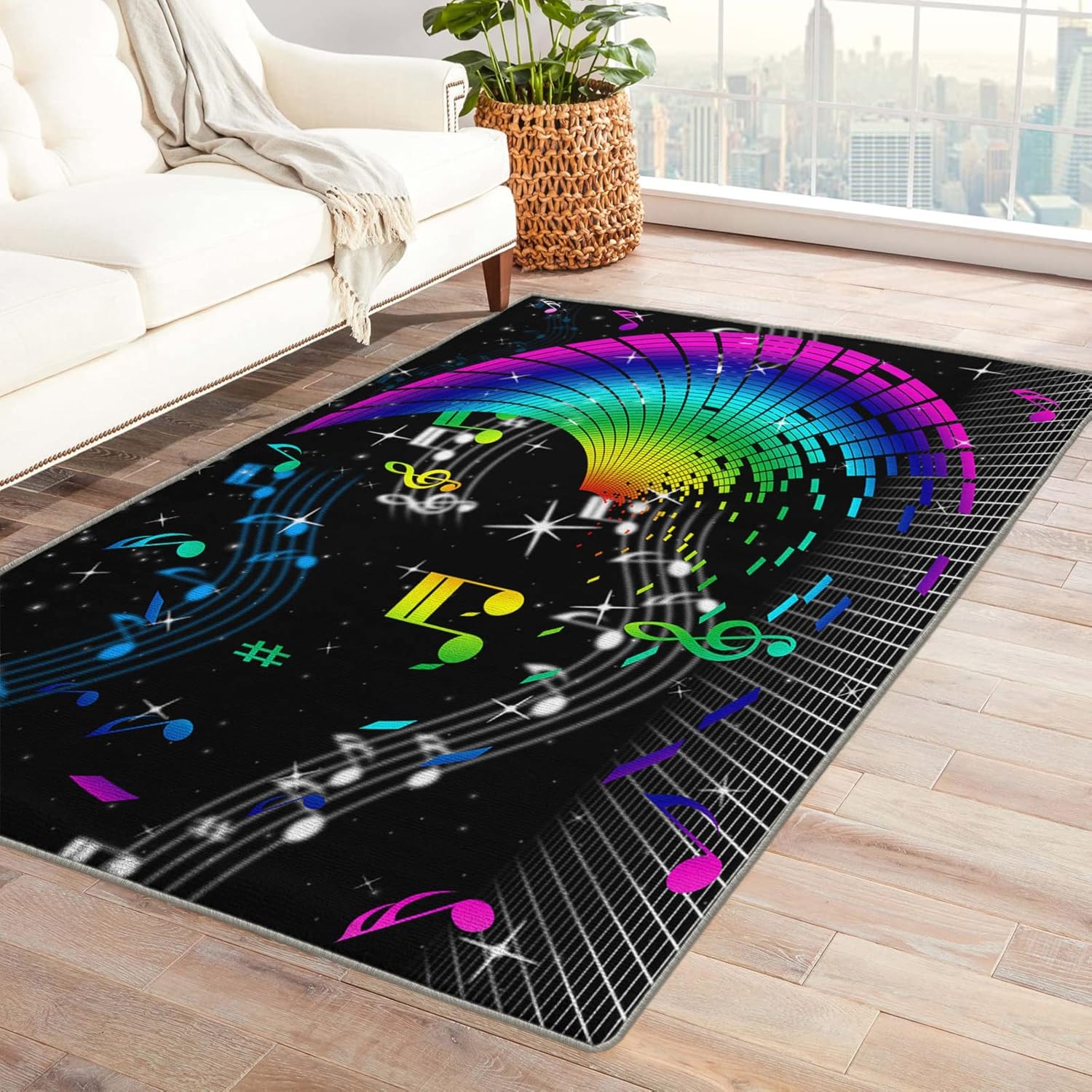 Music Note Small Area Rug 2x3 ft for Entryway - Colorful Music Carpet ...