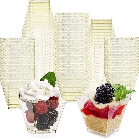 Amazon.com: 100 Pack 2oz/60ml Plastic Square Dessert Cups,Mini Clear ...