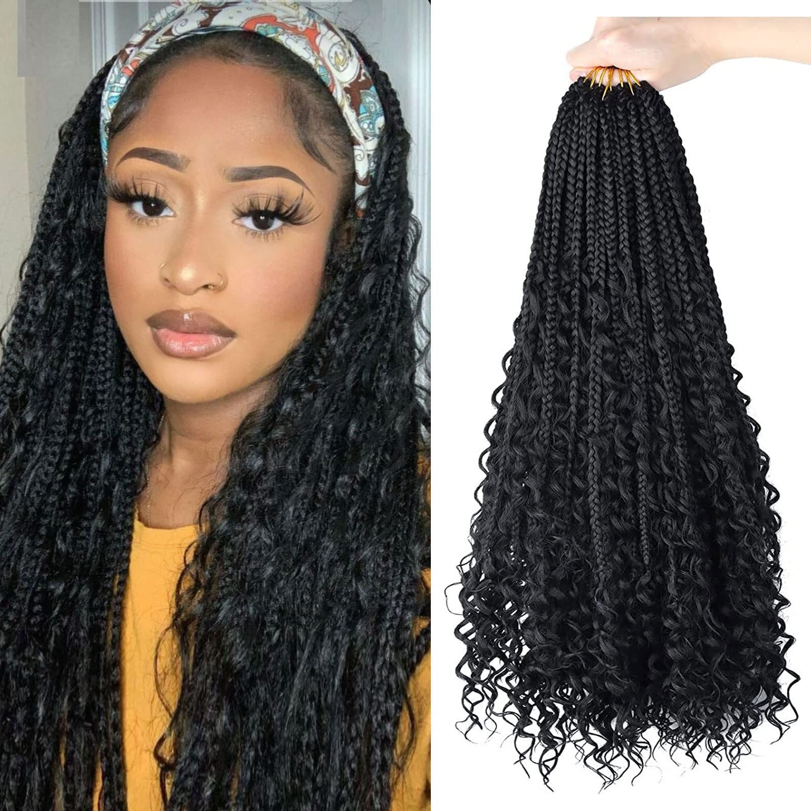 Buy LMZIM 18 Inch 8 Packs Boho Box Braids Crochet Hair Bohemian Crochet ...