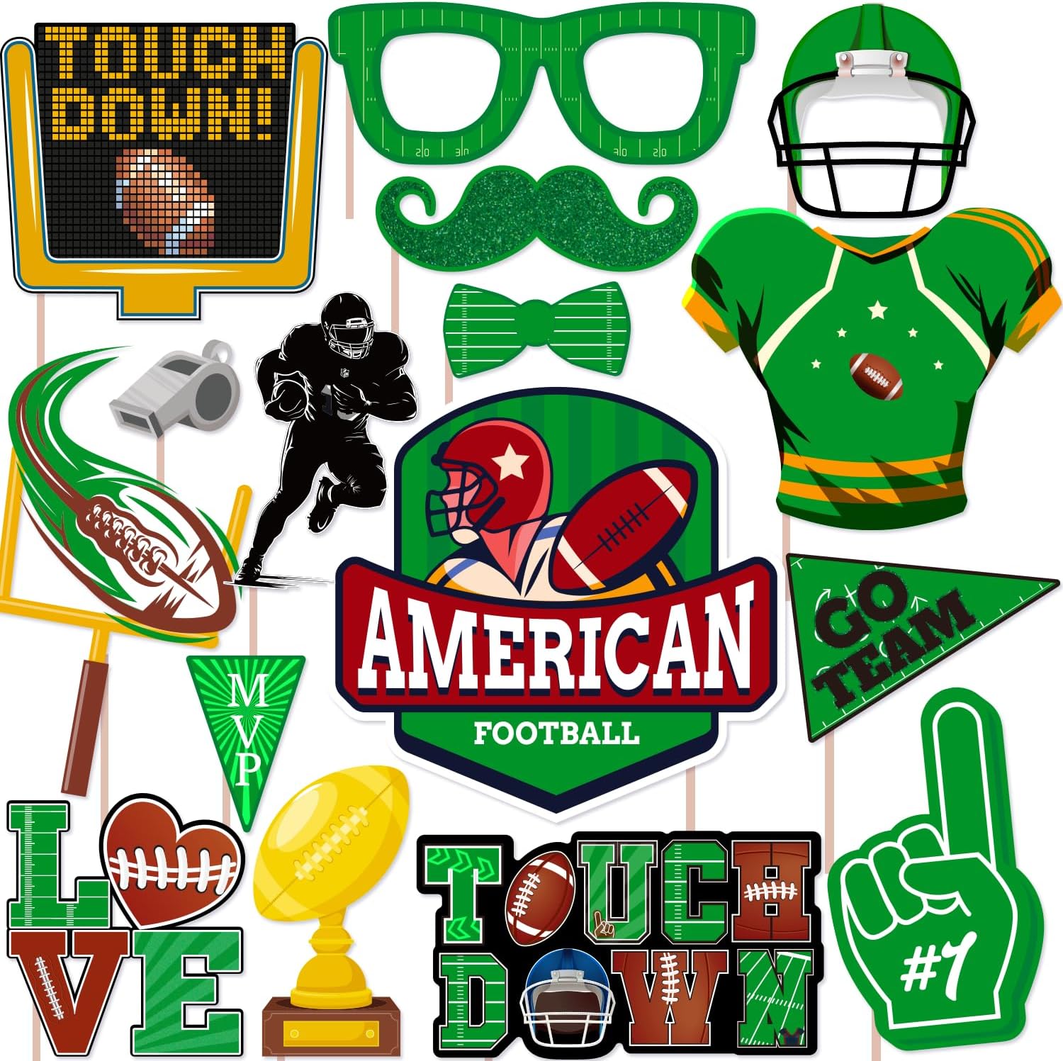 Amazon.com: Football Photo Booth Props Kits, Party Favor for Football ...