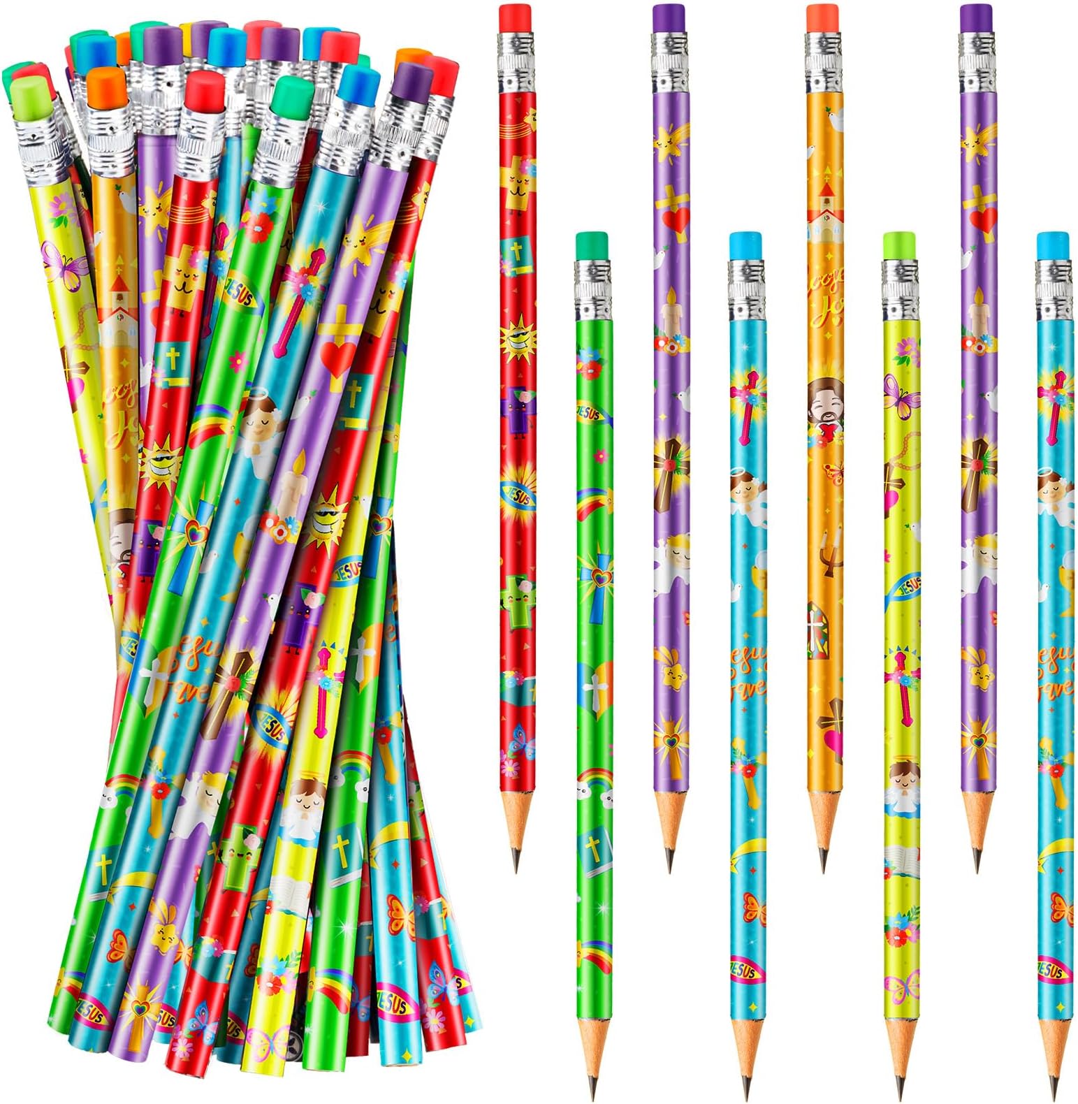 Amazon.com : Blulu 36 Pcs Religious Pencils Back to School Bible Verse ...