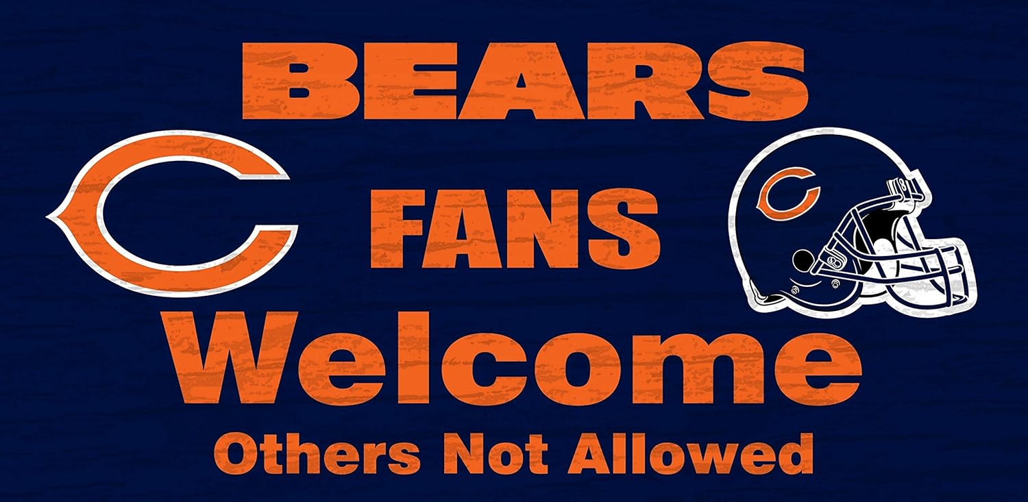 Amazon.com : Chicago Bears Wood Sign - Fans Welcome 12"x6"-(Package of ...