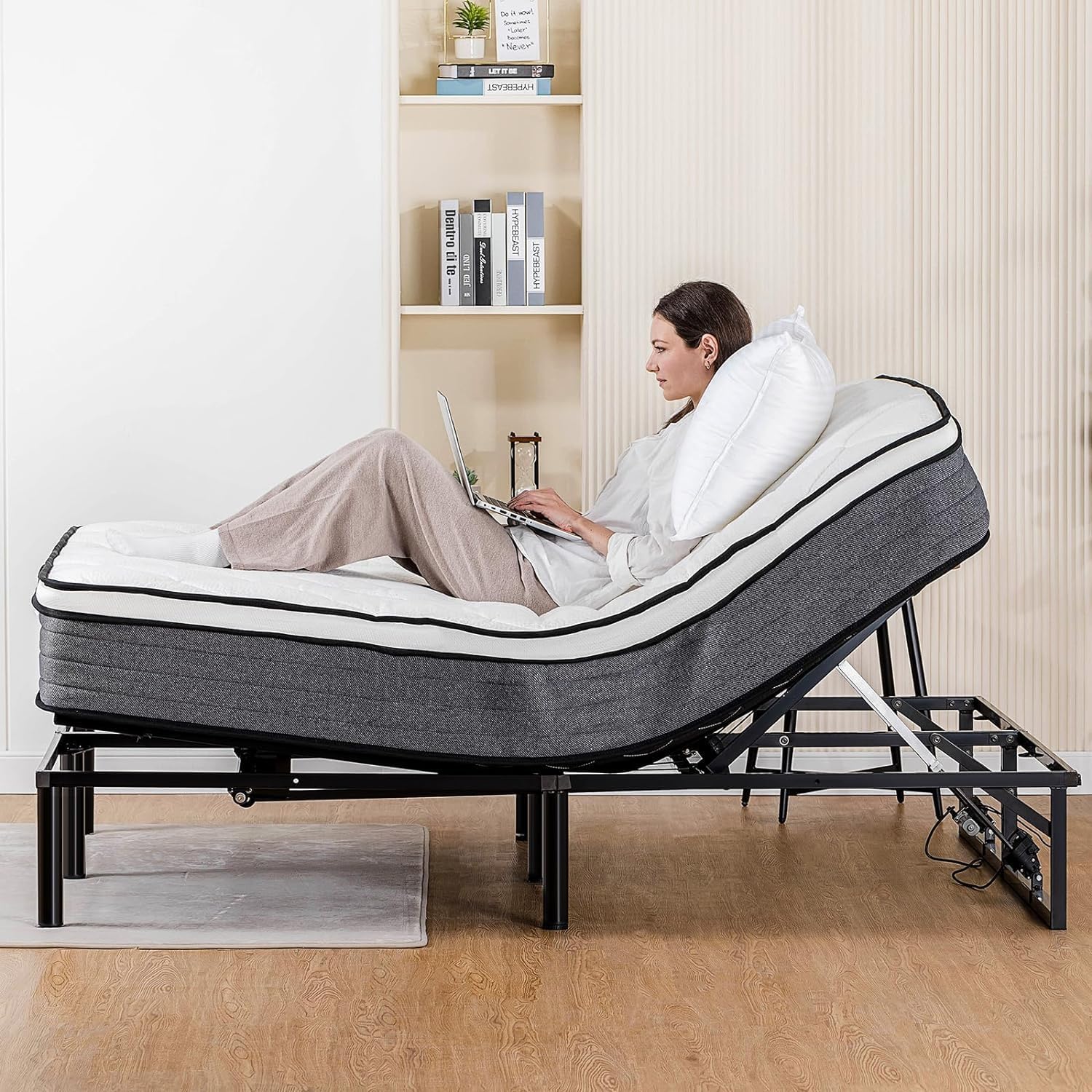 Panana Electric Adjustable Metal Bed Frame, Motorized Recliner Bed Base ...