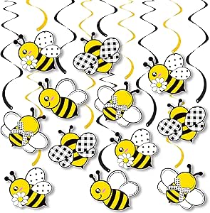 Amazon.com: Bee Party Hanging Swirls Honey Bee Baby Shower Birthday ...