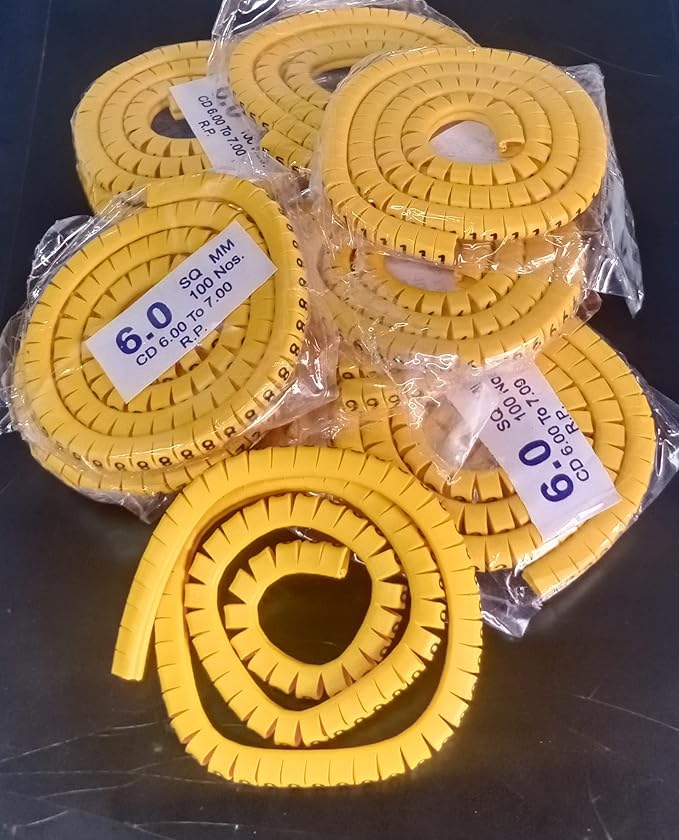Secure Fire PVC Ferrules (Numbered 0 to 9) 6 mm Yellow Flexible PVC ...