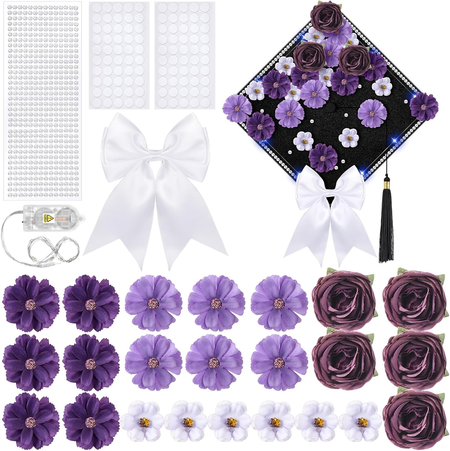 Amazon.com: Solsew 50 Pcs DIY Graduation Cap with Lights Decoration Kit ...