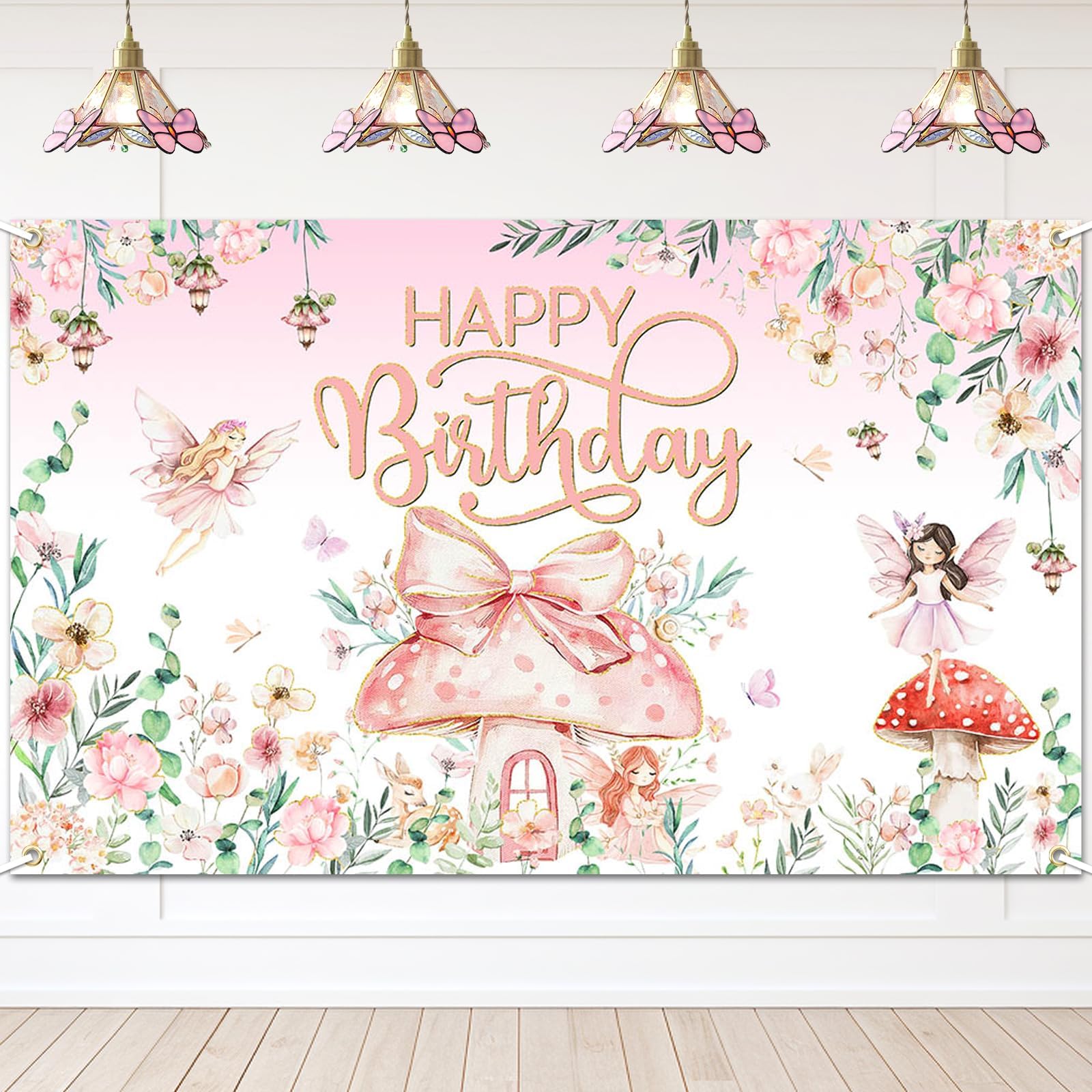 Amazon.com : CORNER LACE My Fairy First Birthday Backdrop Pink Purple 3 ...