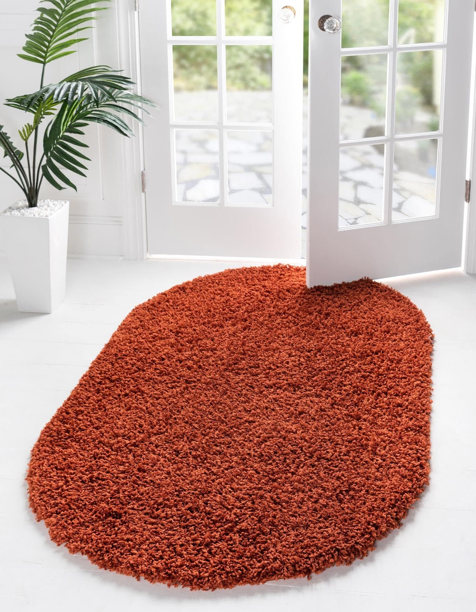 Amazon.com: Terracotta Orange Luxury Shaggy Shag Area Rug Mat 2'7" x 4 ...