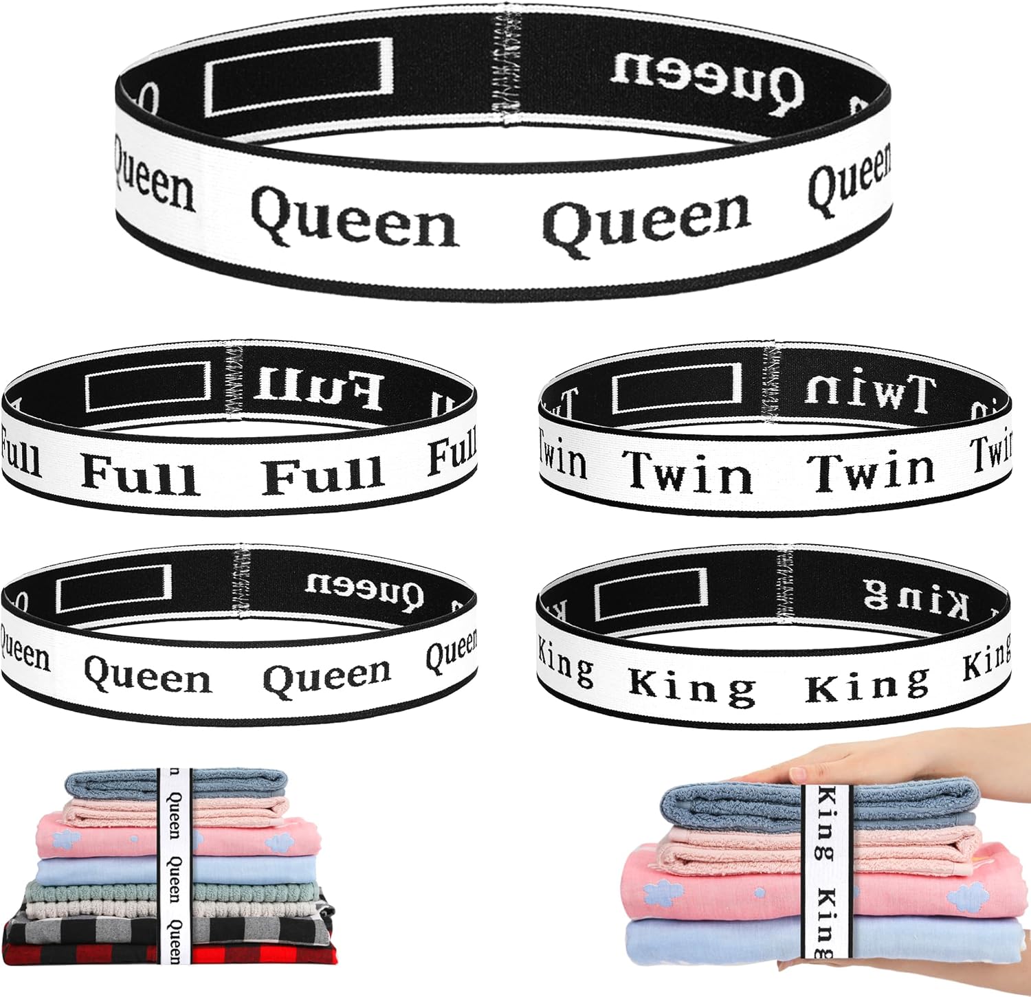 Amazon.com: 4Pcs Bed Sheet Organizer Bands Sheets Labels for Elastic ...