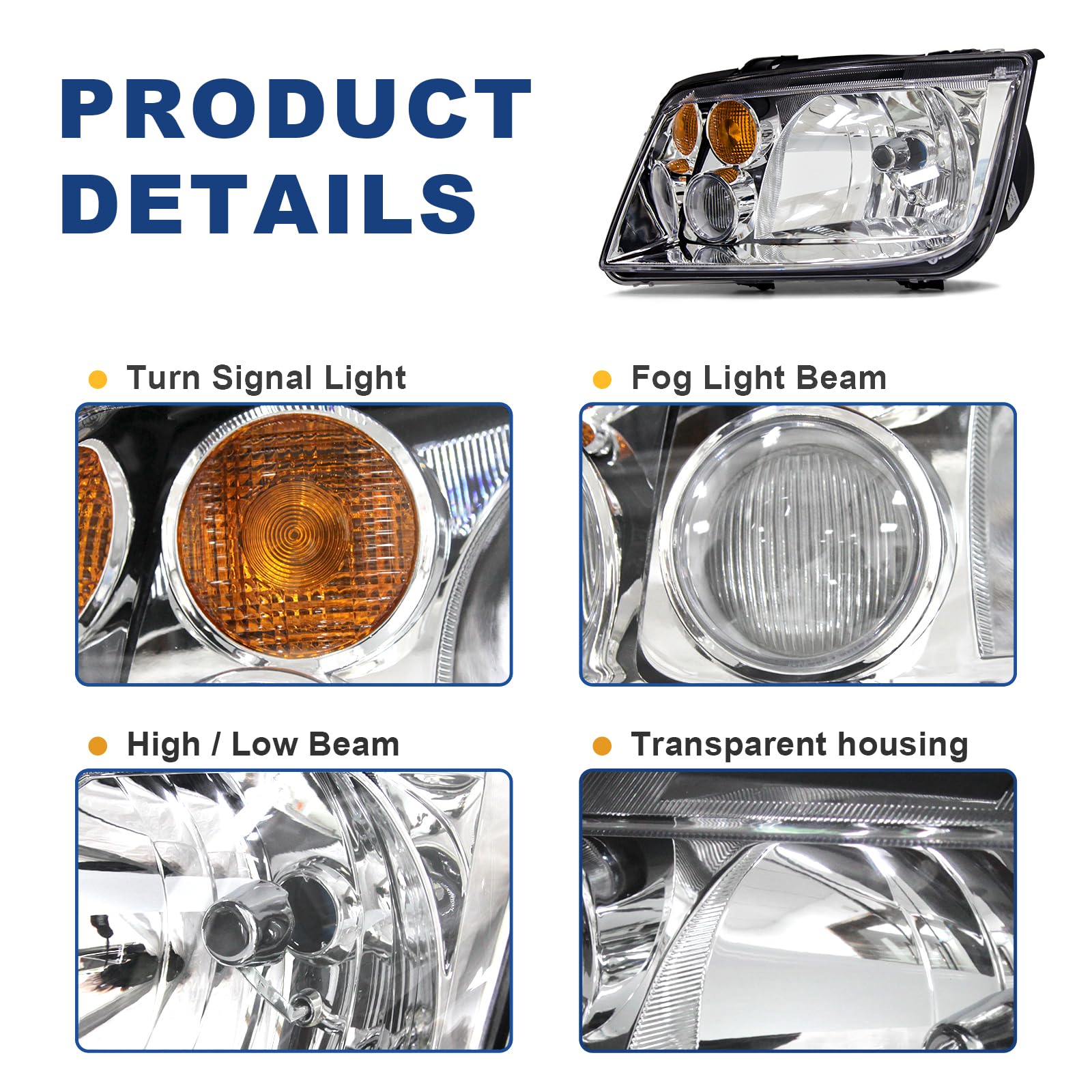 Snapklik.com : AS Headlights Assembly Replacement For 1999 2000 2001 ...