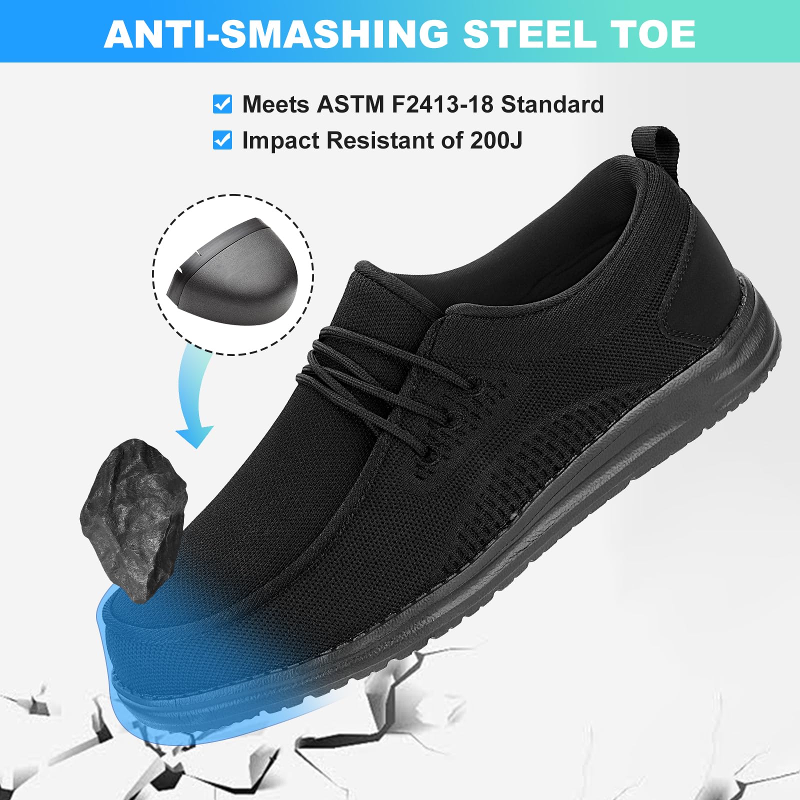 Snapklik.com : Steel Toe Shoes For Men Safety Work Loafers Puncture ...