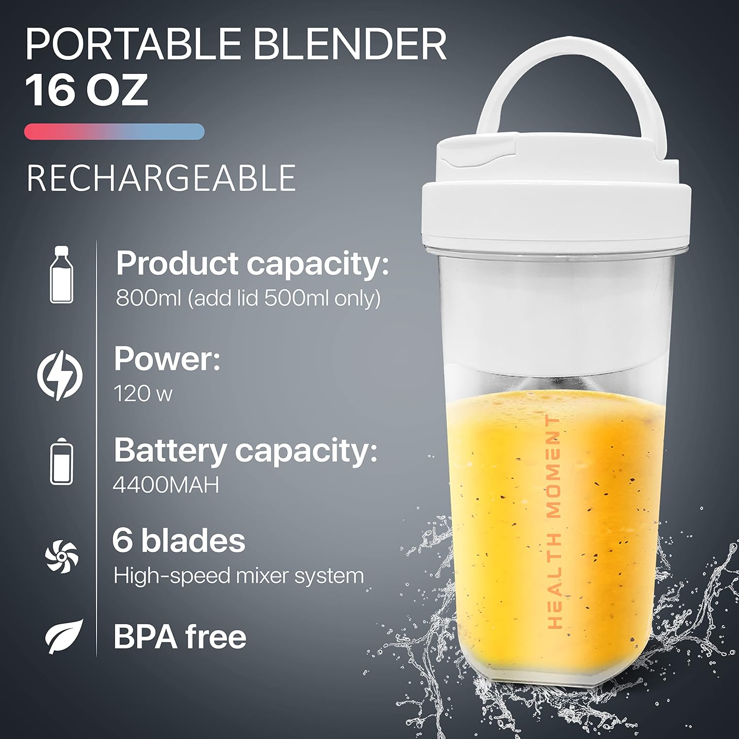 Buy Health Moment - Portable Blender , Personal Mini blend jet for ...