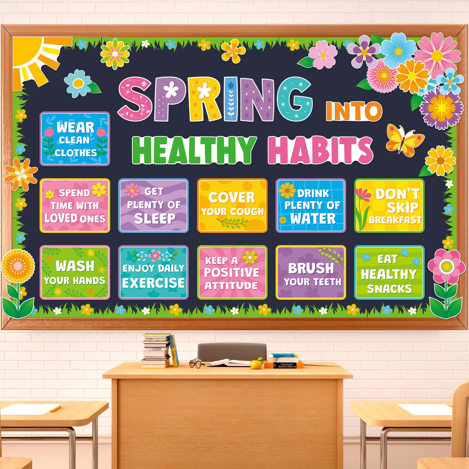 Snapklik.com : 60 Pcs Spring Healthy Bulletin Board Decorations Set ...