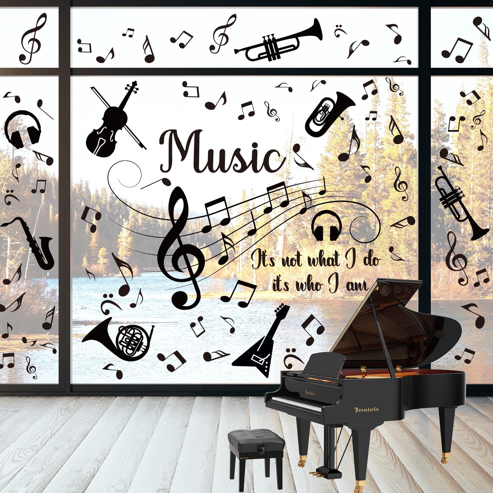 Amazon.com: Music Wall Stickers Decals Removable Notes Notation Band ...