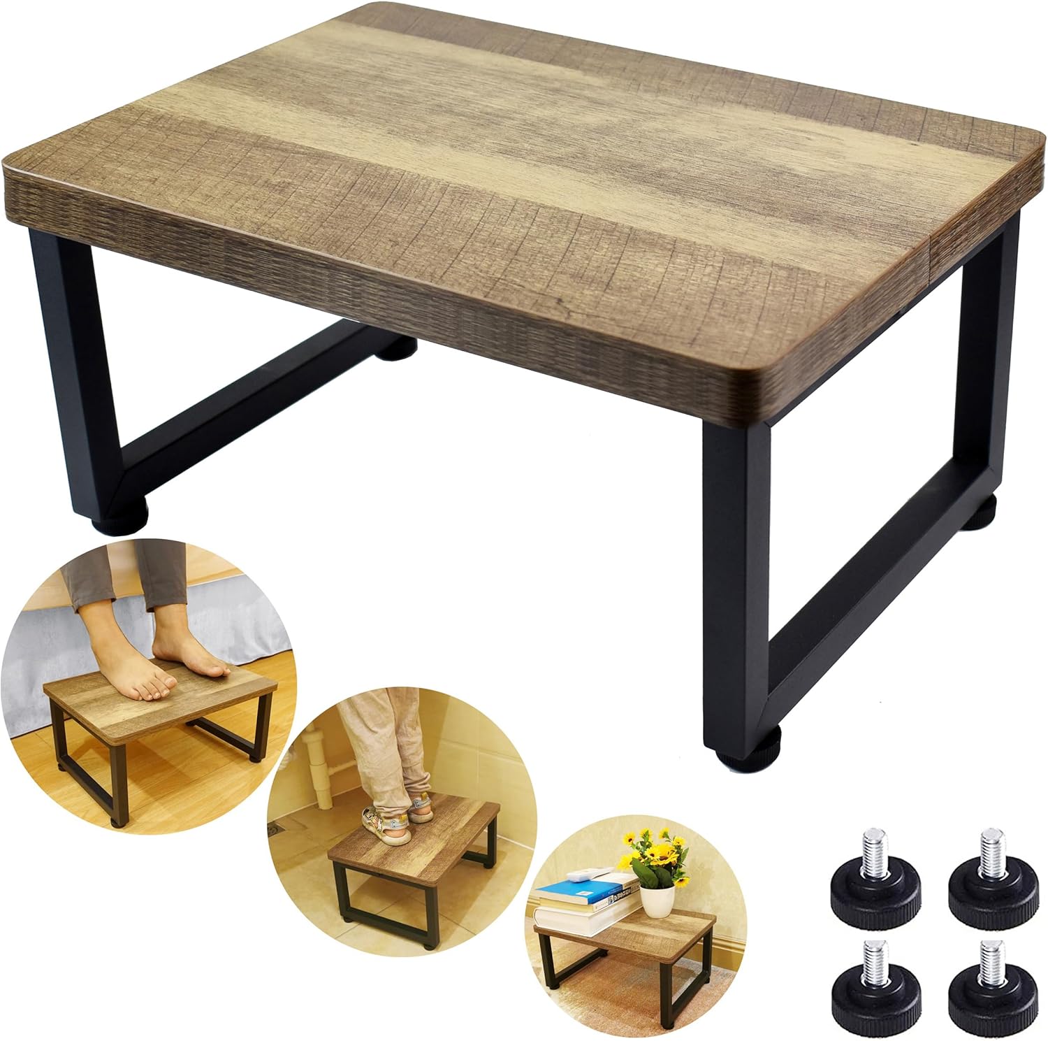 Amazon.com: Wooden Step Stools for Adults Kids, Wood Bedside Bed Steps ...