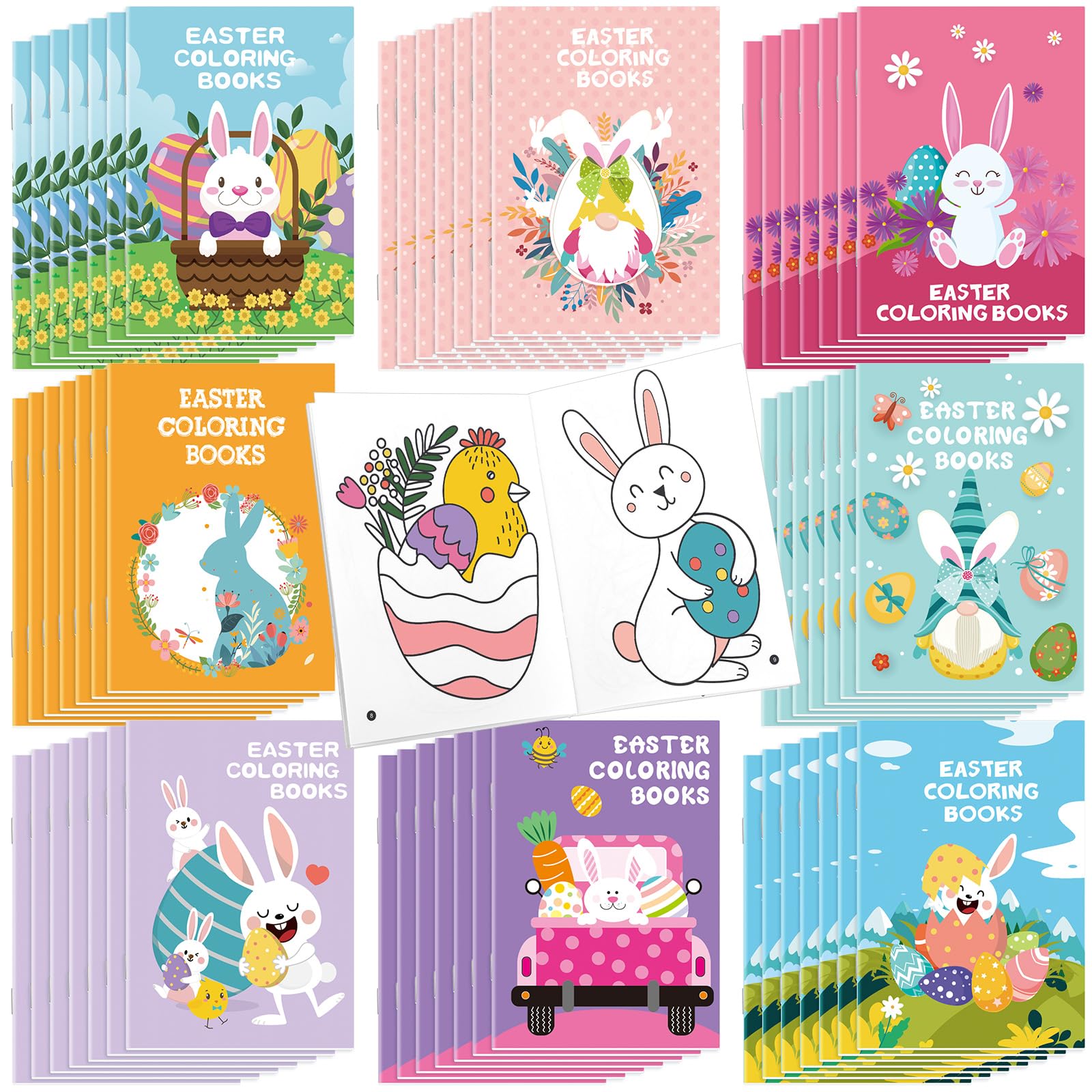 Amazon.com: 48 Pcs Mini Easter Coloring Books Bulk for Kids 8 Designs ...