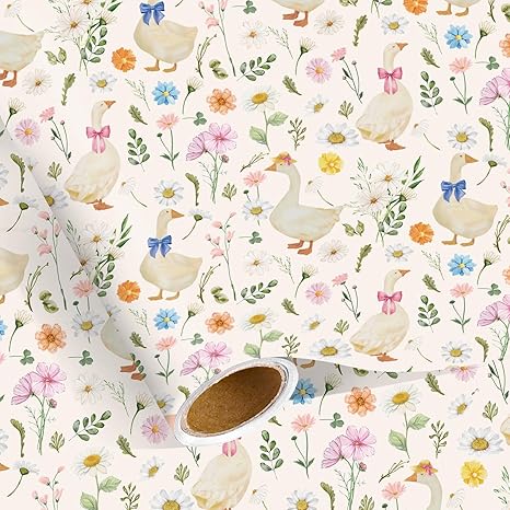 Amazon.com: Pineraap Gooses Wrapping Paper Roll, Watercolor Goose and ...