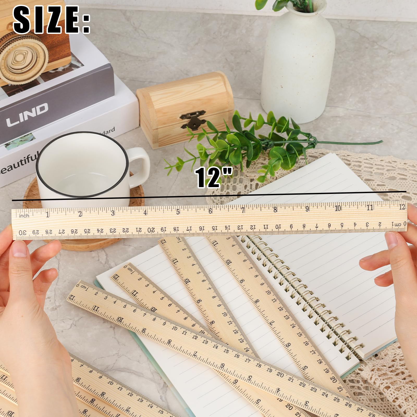 Snapklik.com : 12PCS Wooden Rulers Bulk, Wood Ruler 12inch/30cm ...