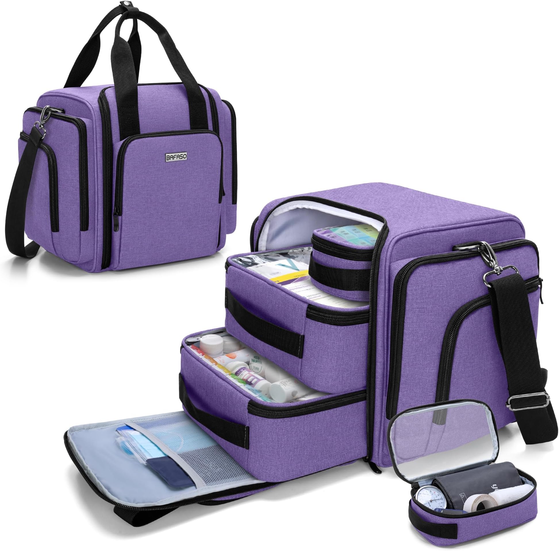 Amazon.com: Zannaki Medicine Bag with 3 Removable Pouches, First Aid ...
