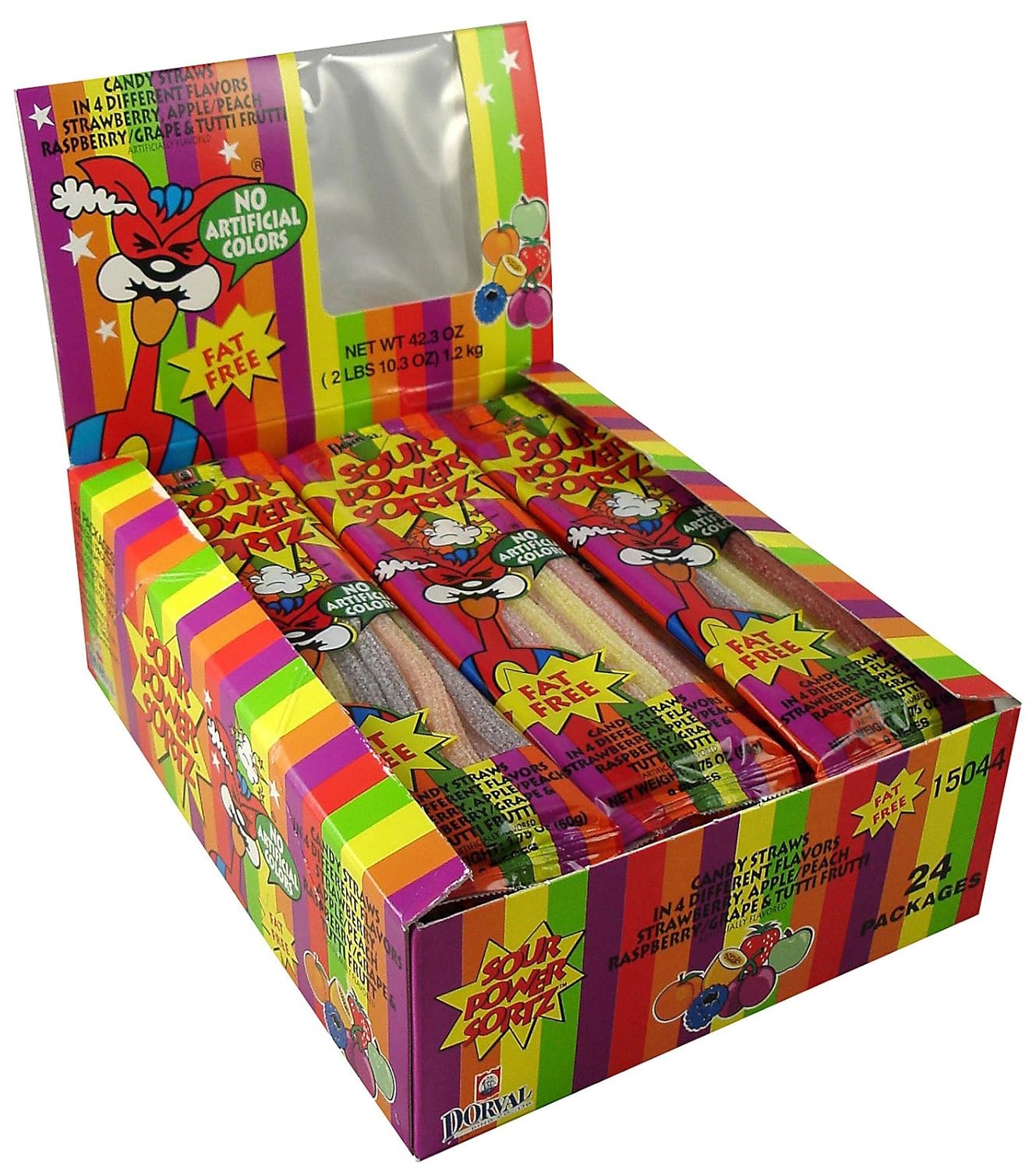 Amazon.com : Dorval Sour Power Sortz Candy Straws Twenty Four Count Box ...