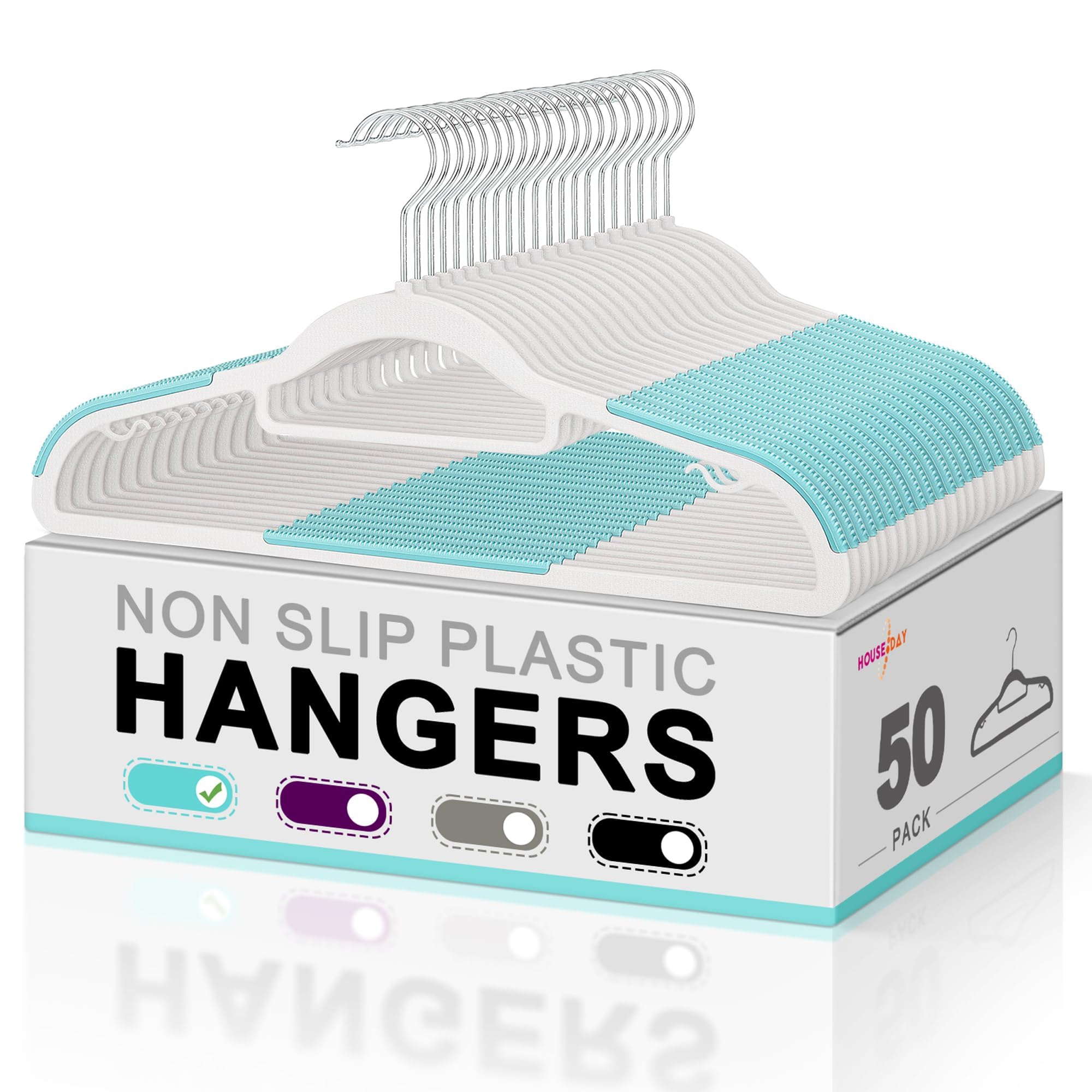 Amazon.com: HOUSE DAY Plastic Hangers 50 Pack, Plastic Clothes Hangers ...
