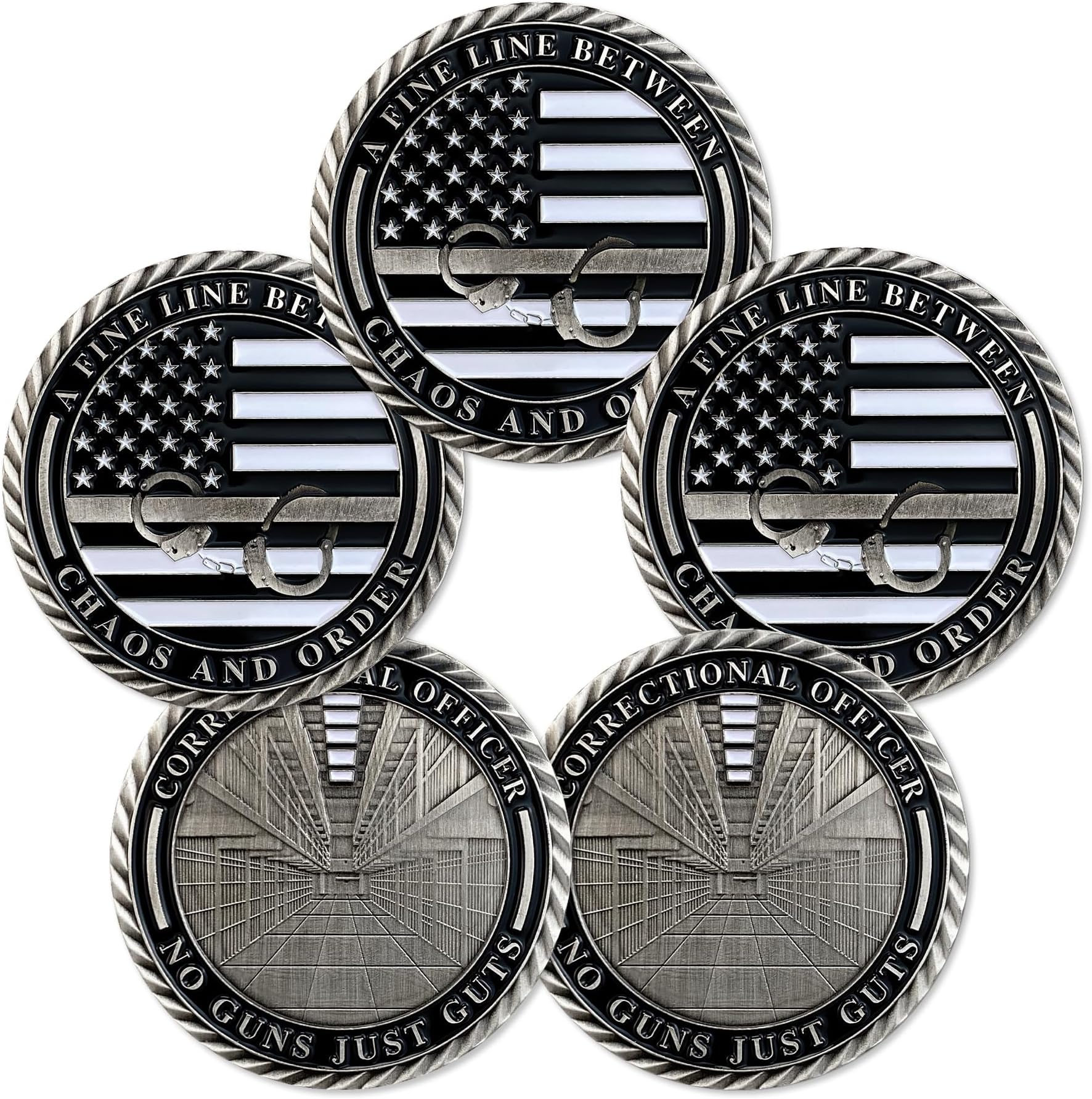 Amazon.com: 5PCS Thin Gray Silver Line Challenge Coins for American ...