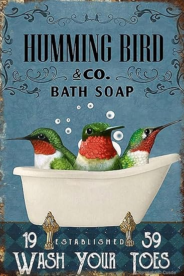 Amazon.com: Retro Metal Tin Sign Humming Bird Bath Soap Wash Your Toes ...