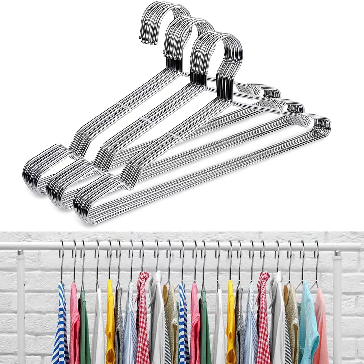 KIROTLA Ganchos para Ropa de Acero Inoxidable - 30pcs Ganchos para Ropa ...