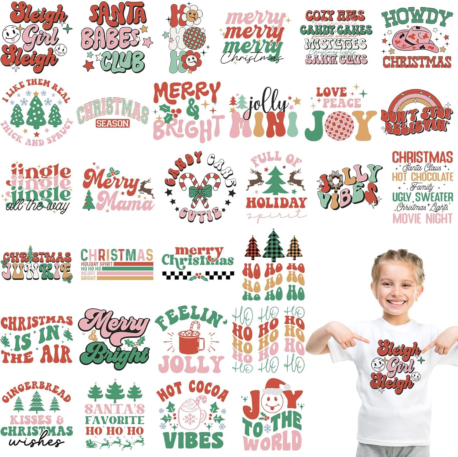 Amazon.com: Glenmal 30 Sheets Christmas Iron on Transfers for T-Shirt ...
