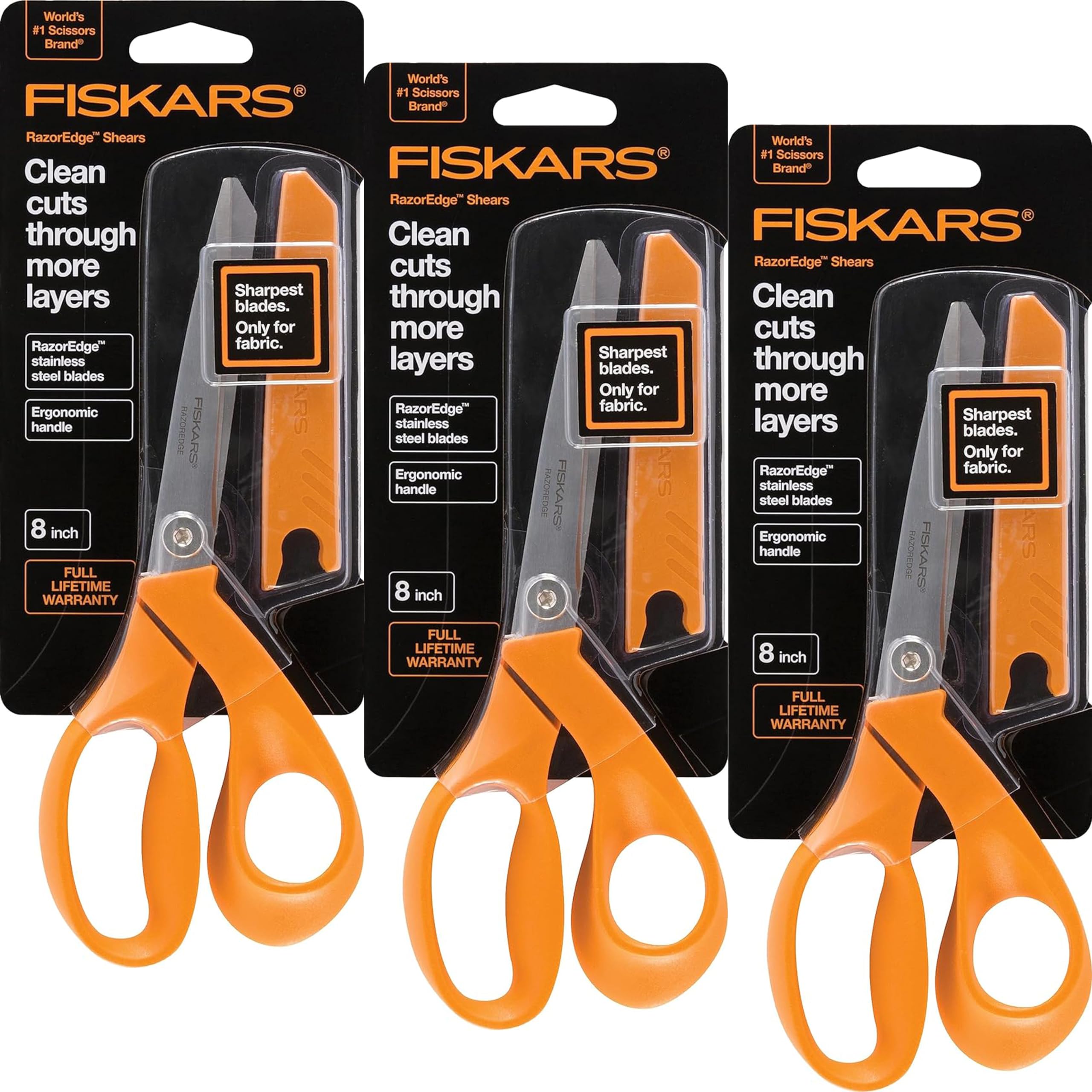 Amazon.com: Fiskars Original Orange Handled RazorEdge Fabric Scissor ...