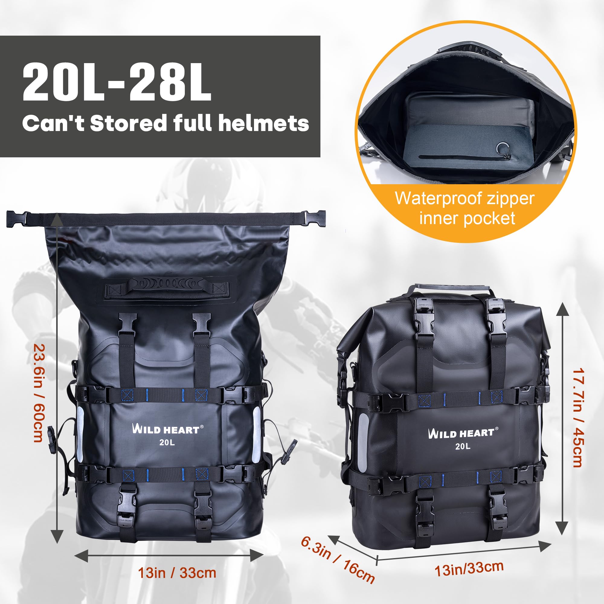 WILD HEART Motorcycle side bag stainless steel suspension waterproof ...