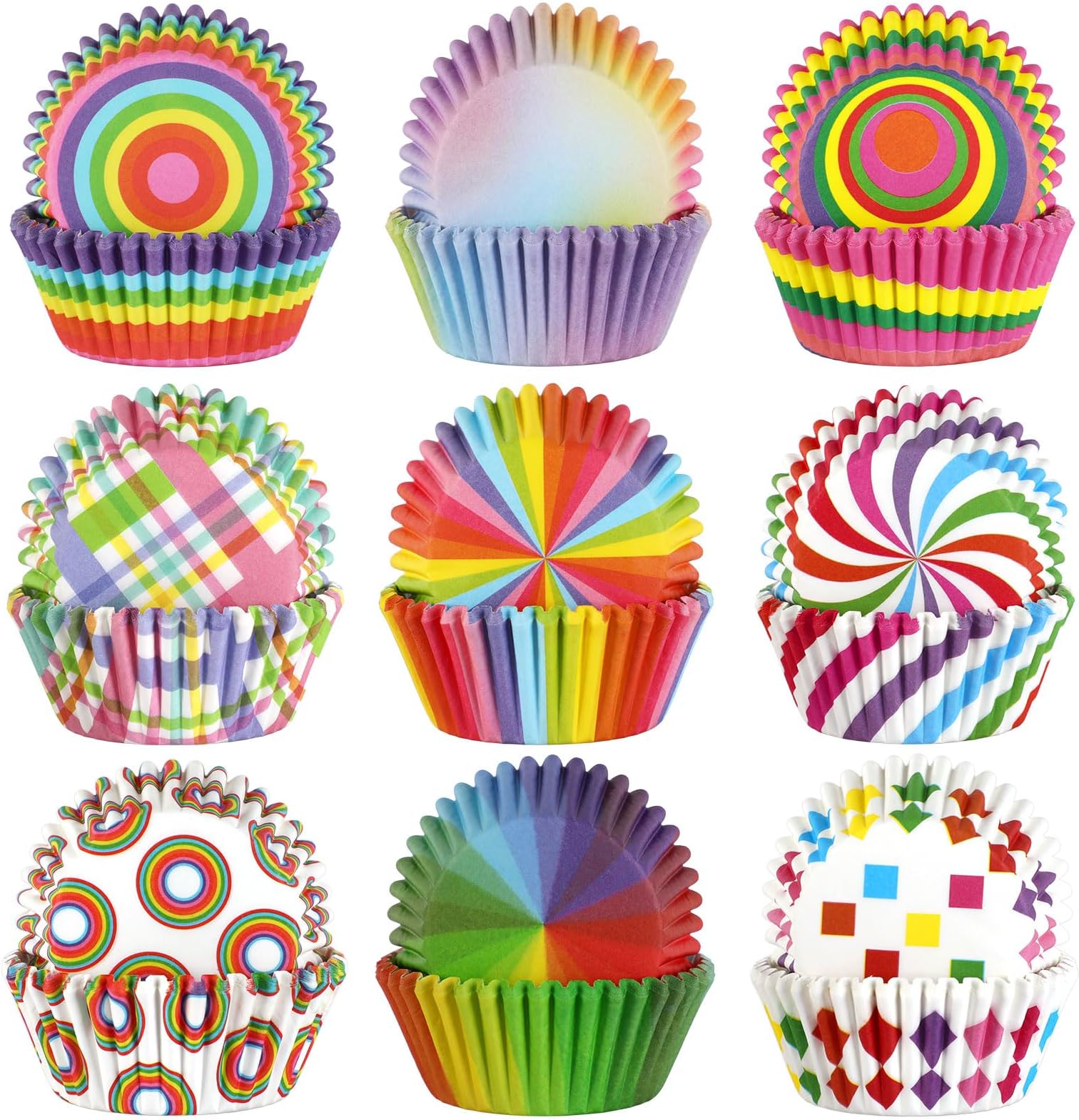 Amazon.com: WARMBUY Rainbow Cupcake Papers Baking Cup Liners, 300 Pcs ...