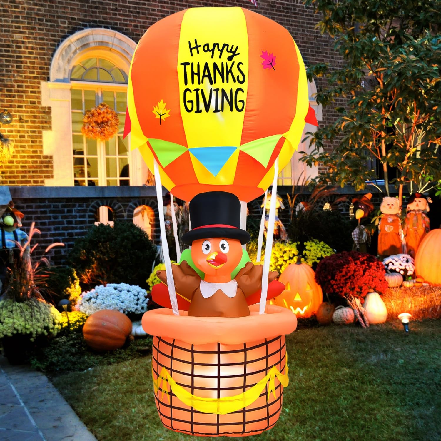 Amazon.com: JETEHO 7 Ft Happy Thanksgiving Inflatable Turkey Riding in ...