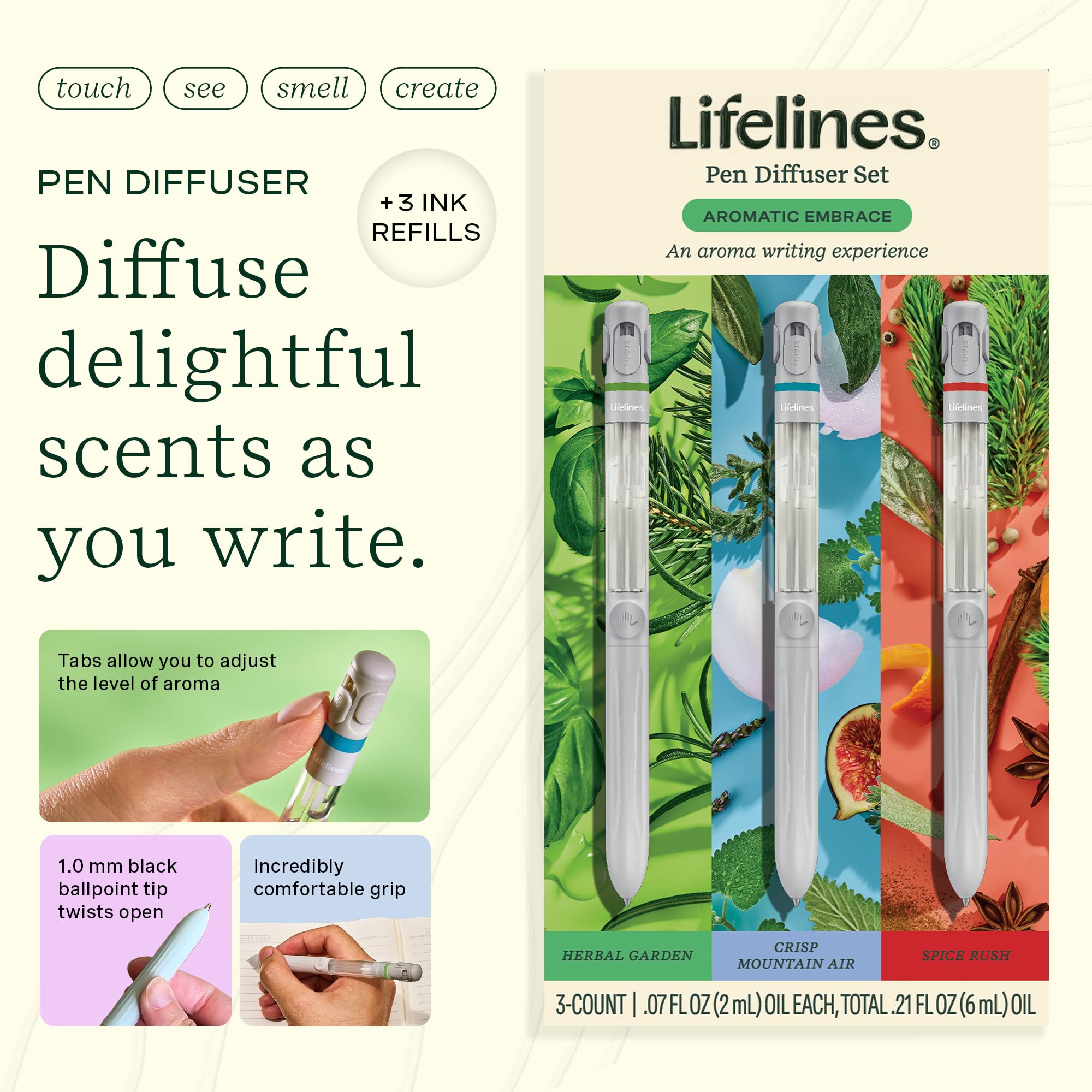 Snapklik.com : Lifelines Pen Diffuser Set, Aromatic Embrace 3-Pack 1mm ...