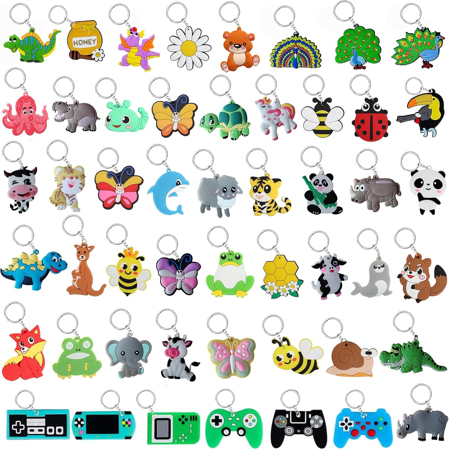 Amazon.com: 50pcs Cute Keychains for Kids Party Favors, Novelty ...