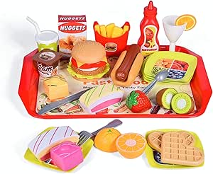 Amazon.com: FUN LITTLE TOYS 40PCS Play Food for Kids Kitchen, Play ...