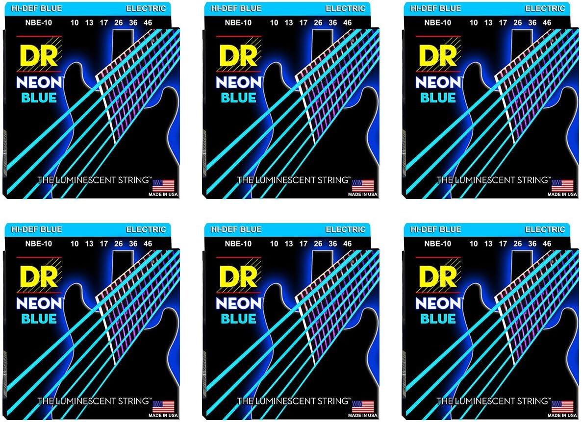 Amazon.com: DR Strings NBE-10 Medium Hi-Def Blue Luminscent Electric ...